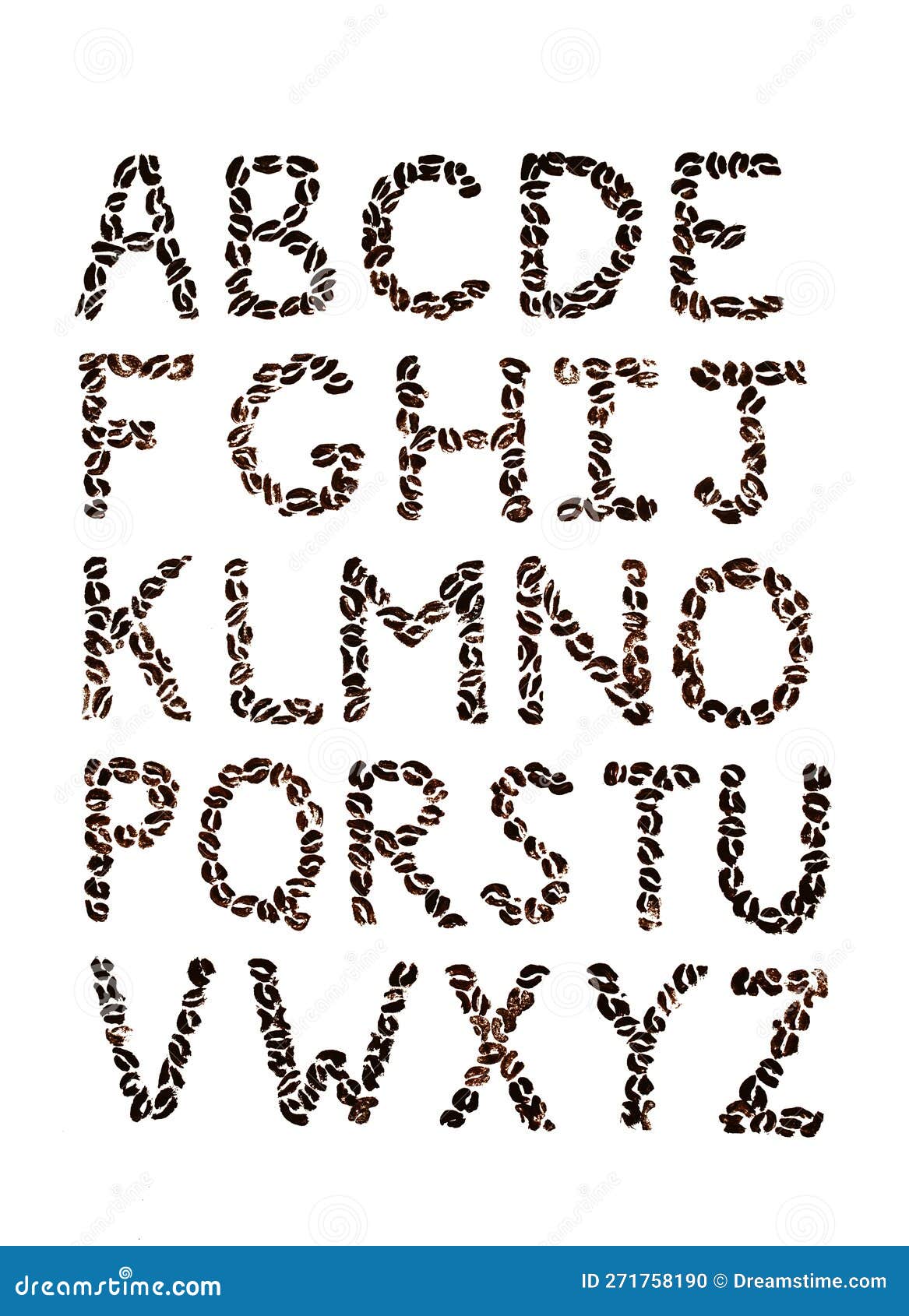 Coffee Bean Alphabet, Hand Drawn Alphabet, Creative Font, Display Font ...