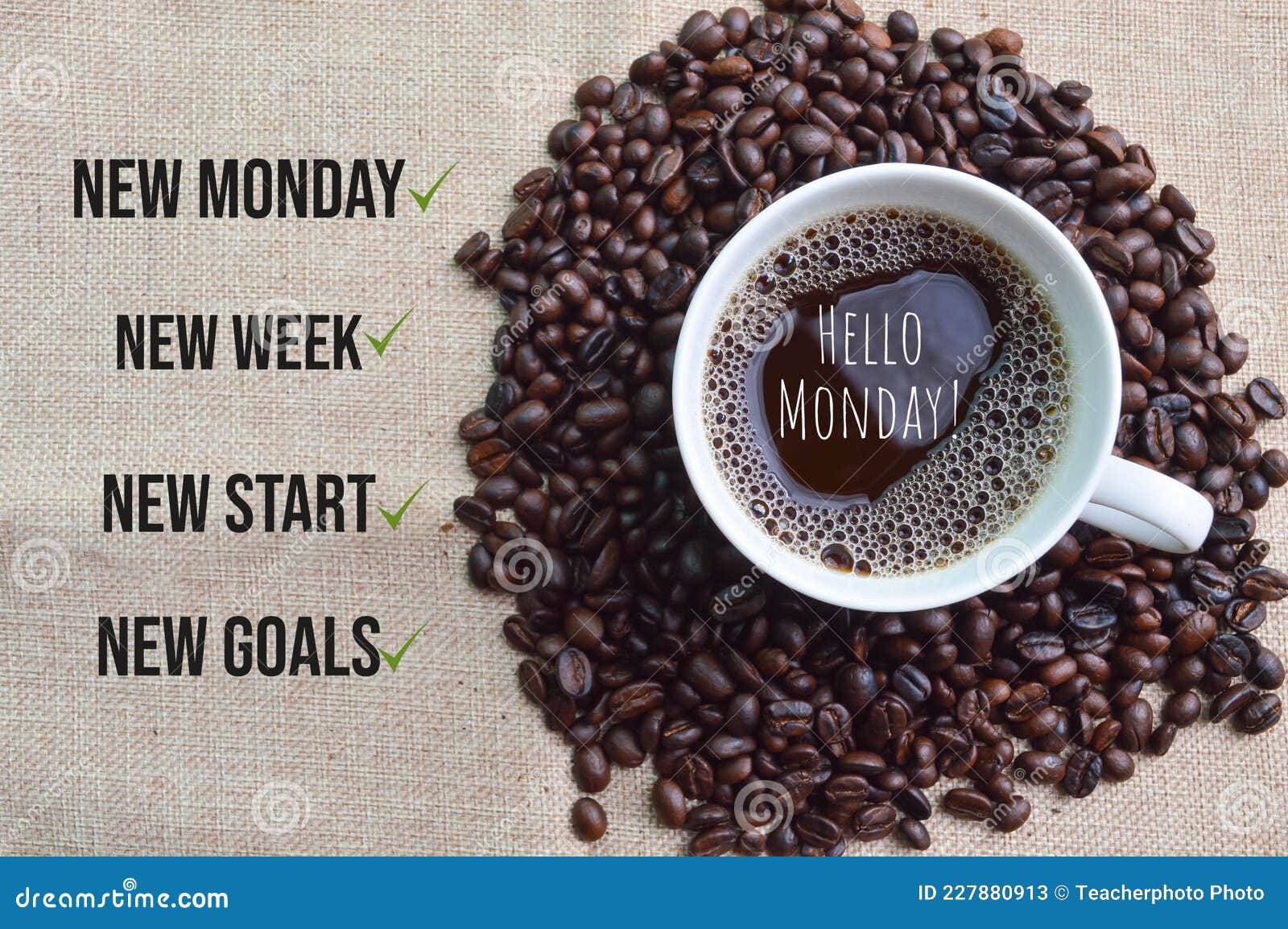Coffee Bean Brown Roasted and a Cup of Coffee with Text NEW MONDAY, NEW ...