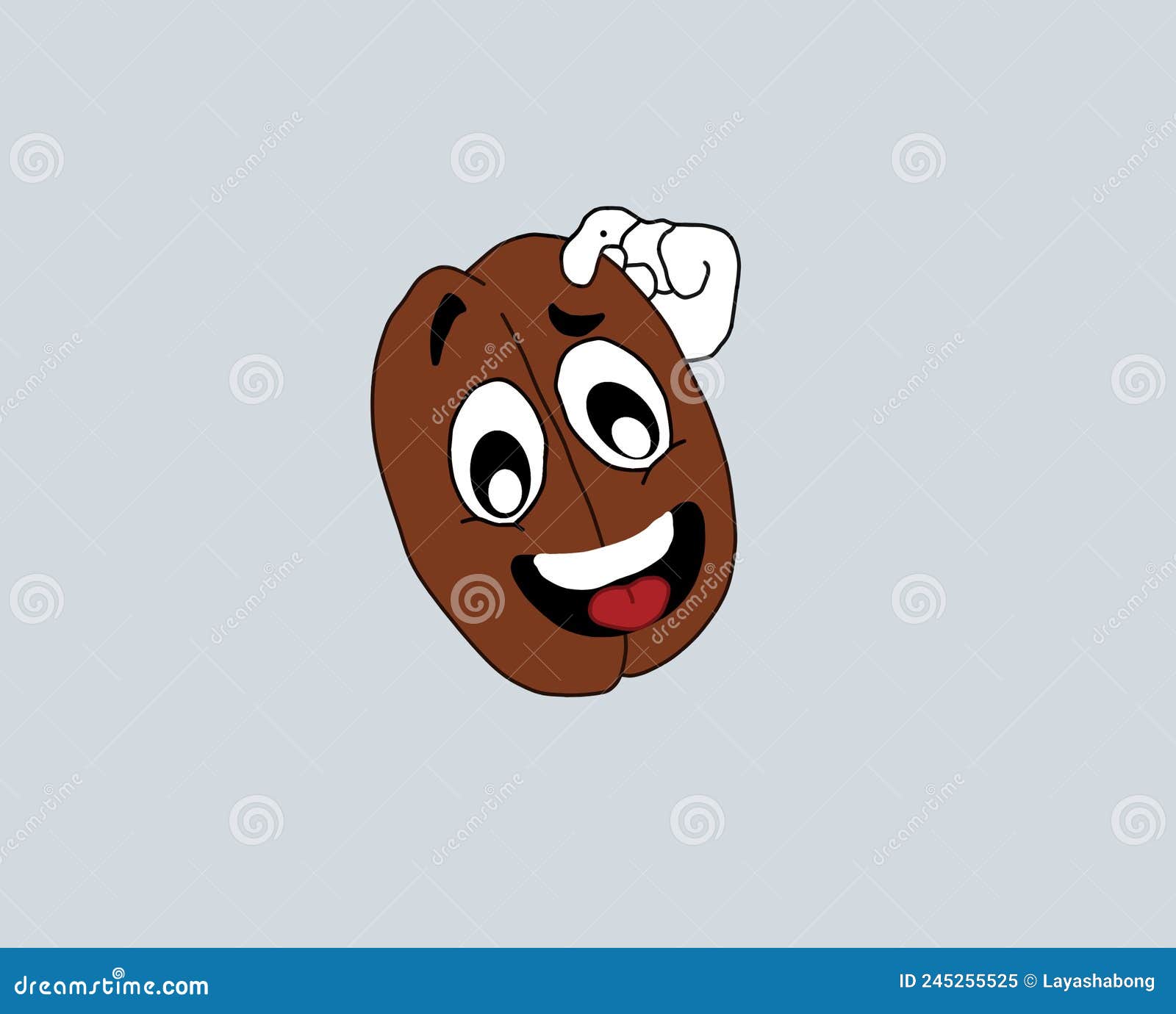 Coffee Bean Cartoon Face Illustration Grey Blue Background Stock ...
