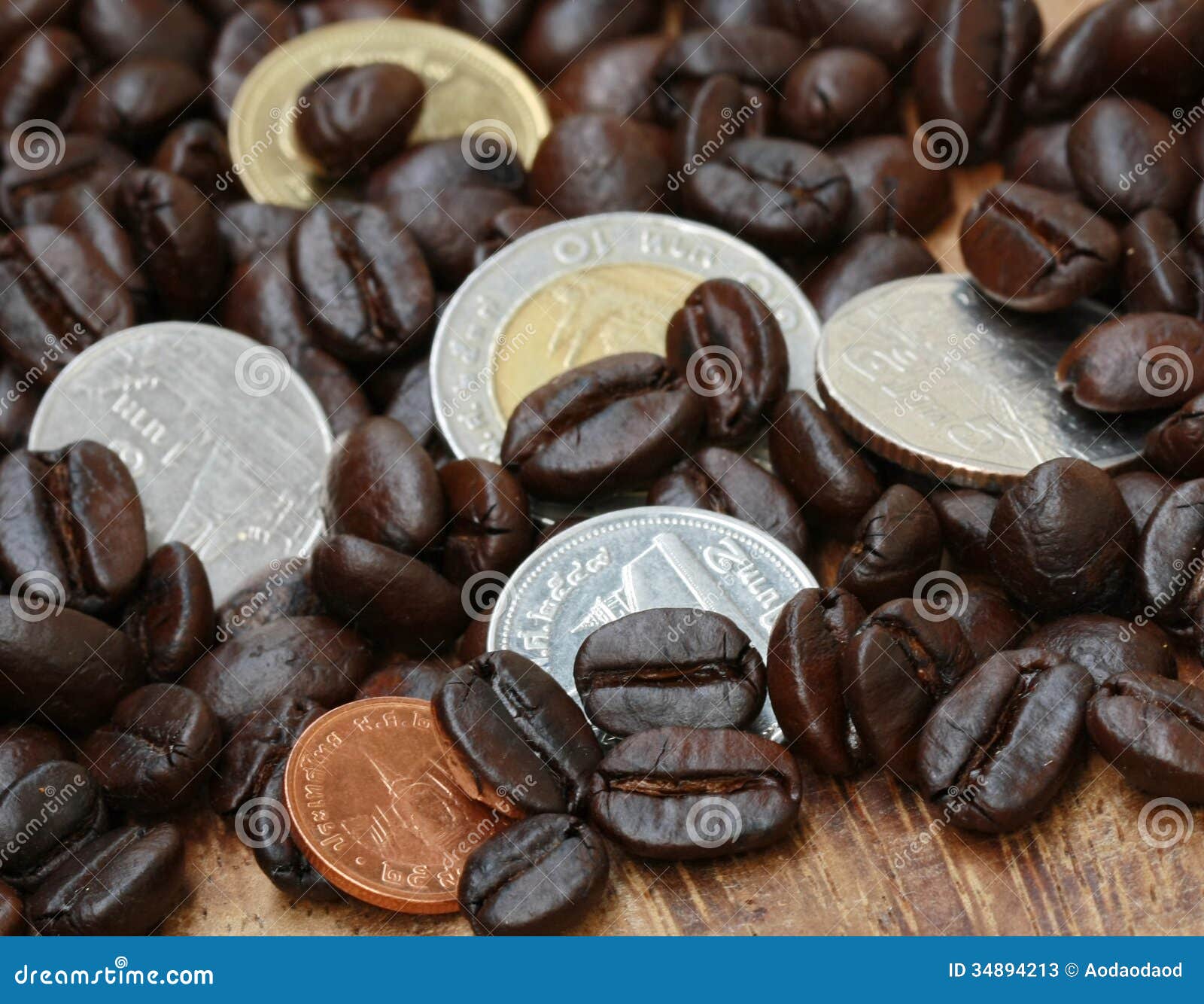 Coffee bean and coin stock image. Image of isolated, investment - 34894213