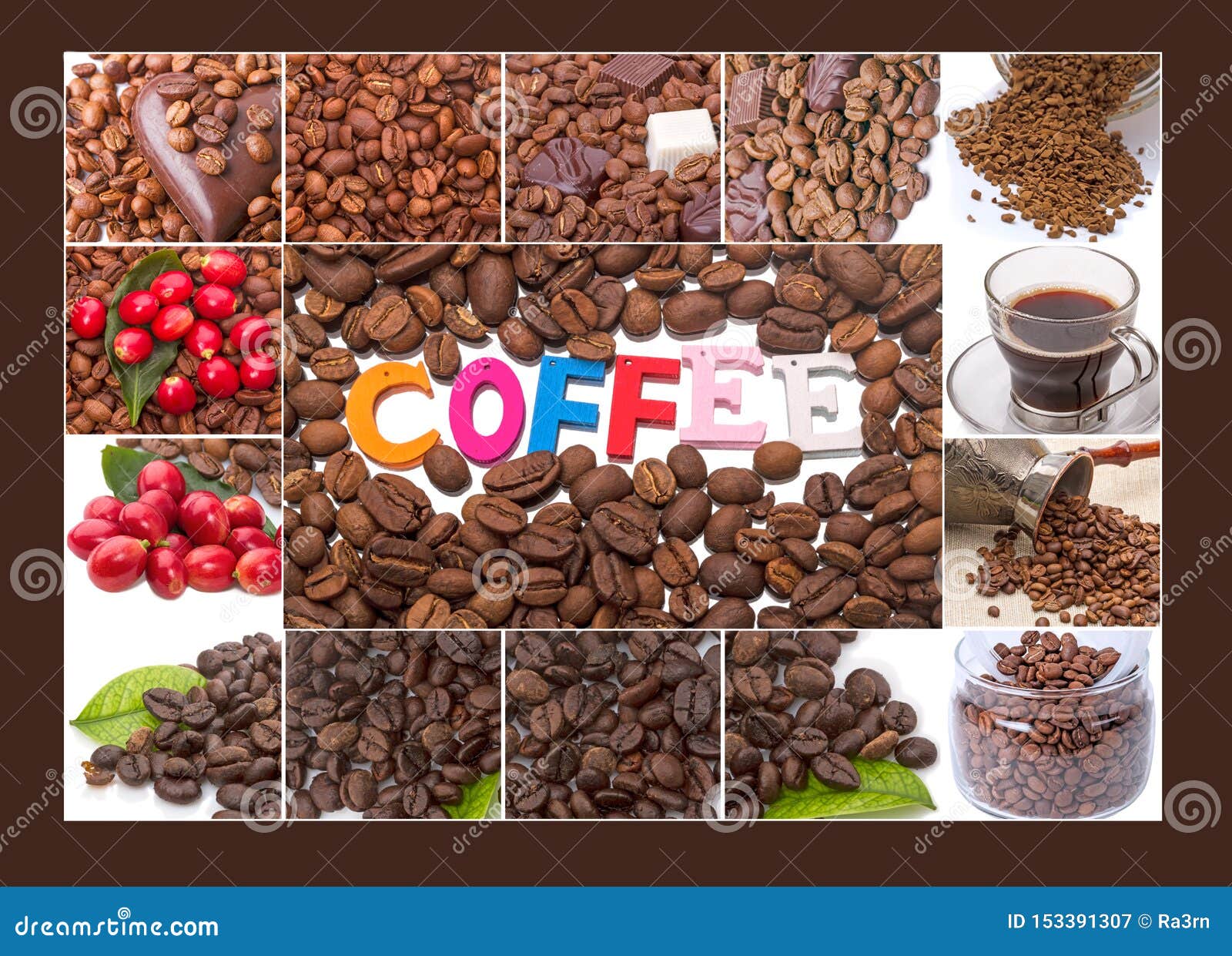 Coffee Bean Collage stock image. Image of dark, food - 153391307