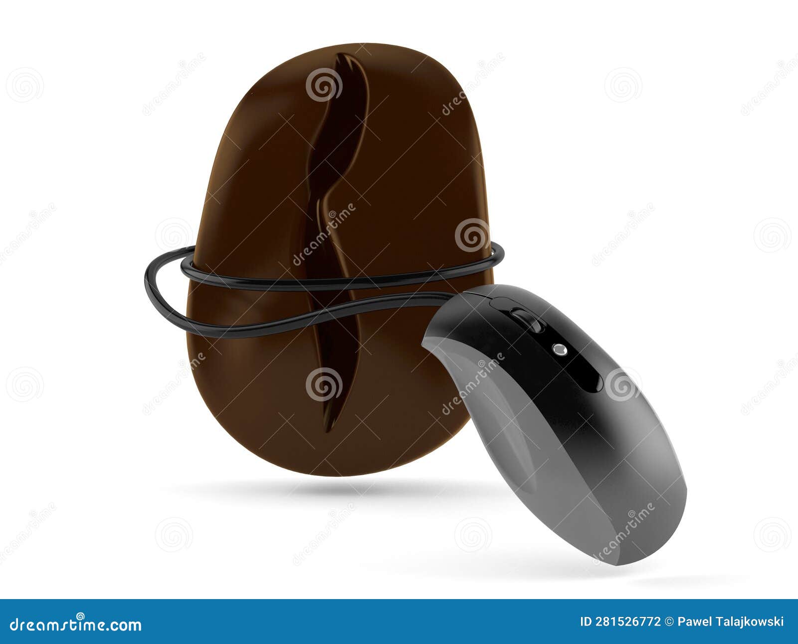 Coffee Bean with Computer Mouse Stock Illustration - Illustration of ...