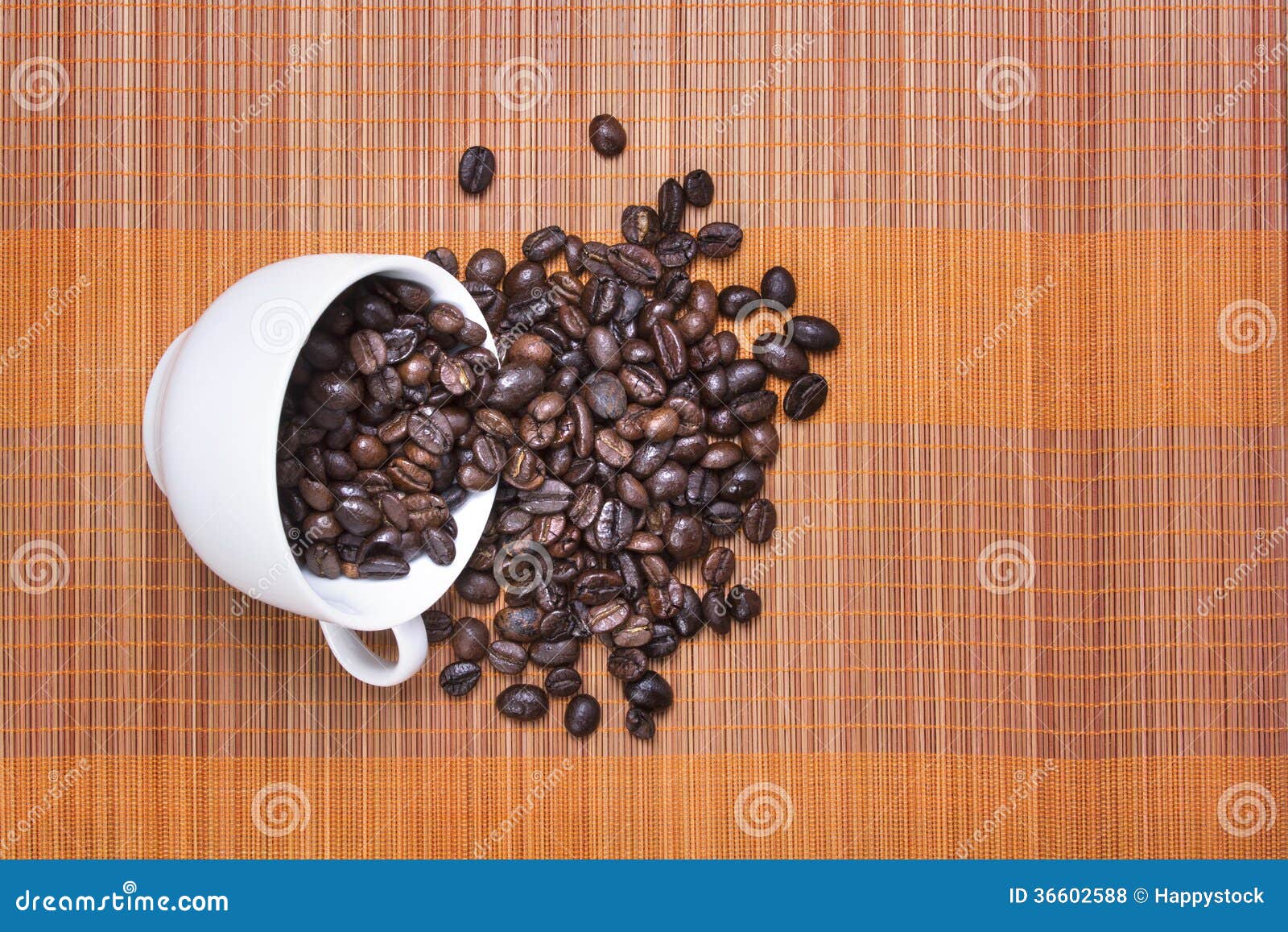 Coffee bean cup spill over stock photo. Image of fresh - 36602588