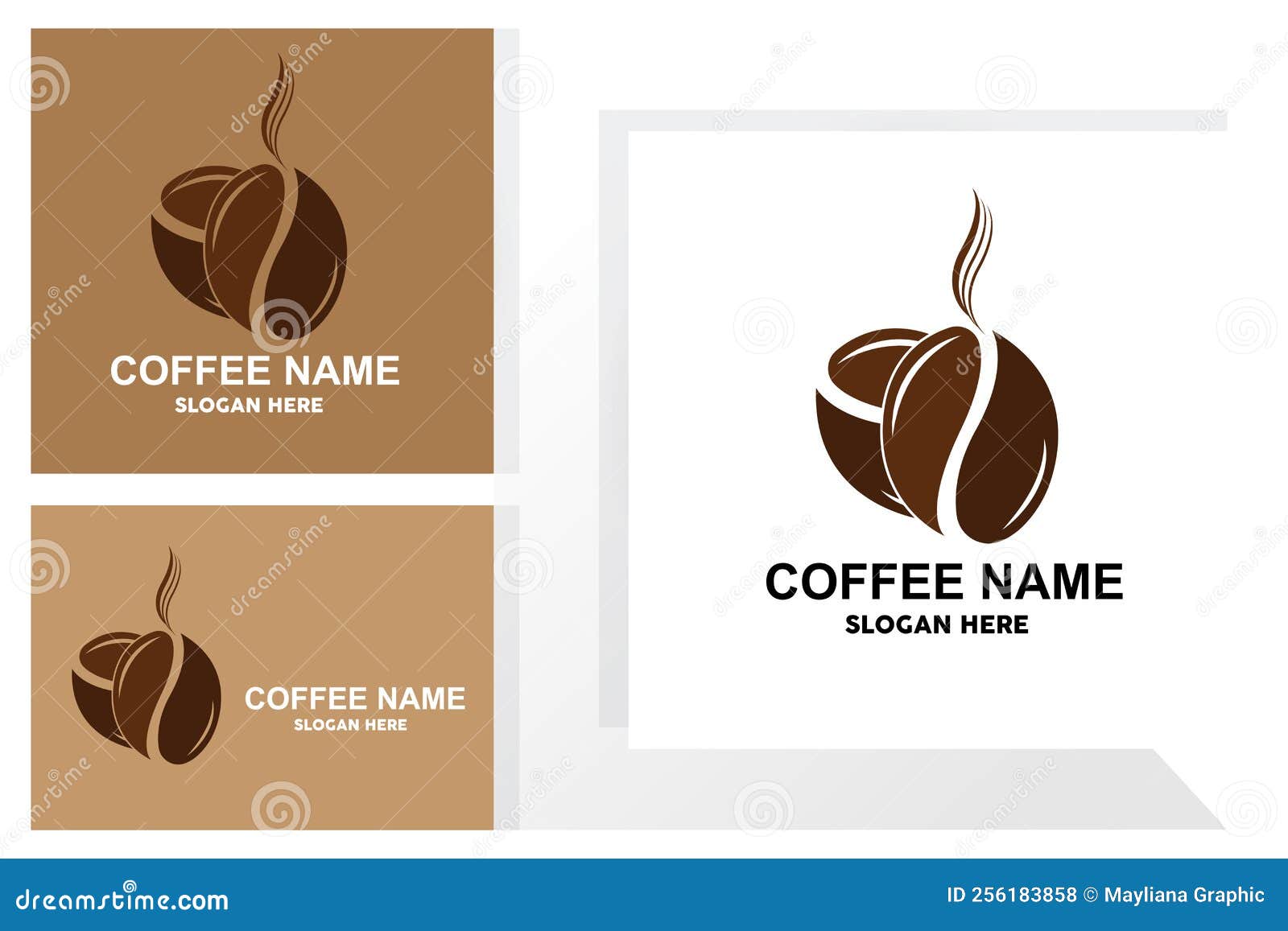 Coffee Bean Drink Logo Design in Brown Color Vector Illustration Stock ...