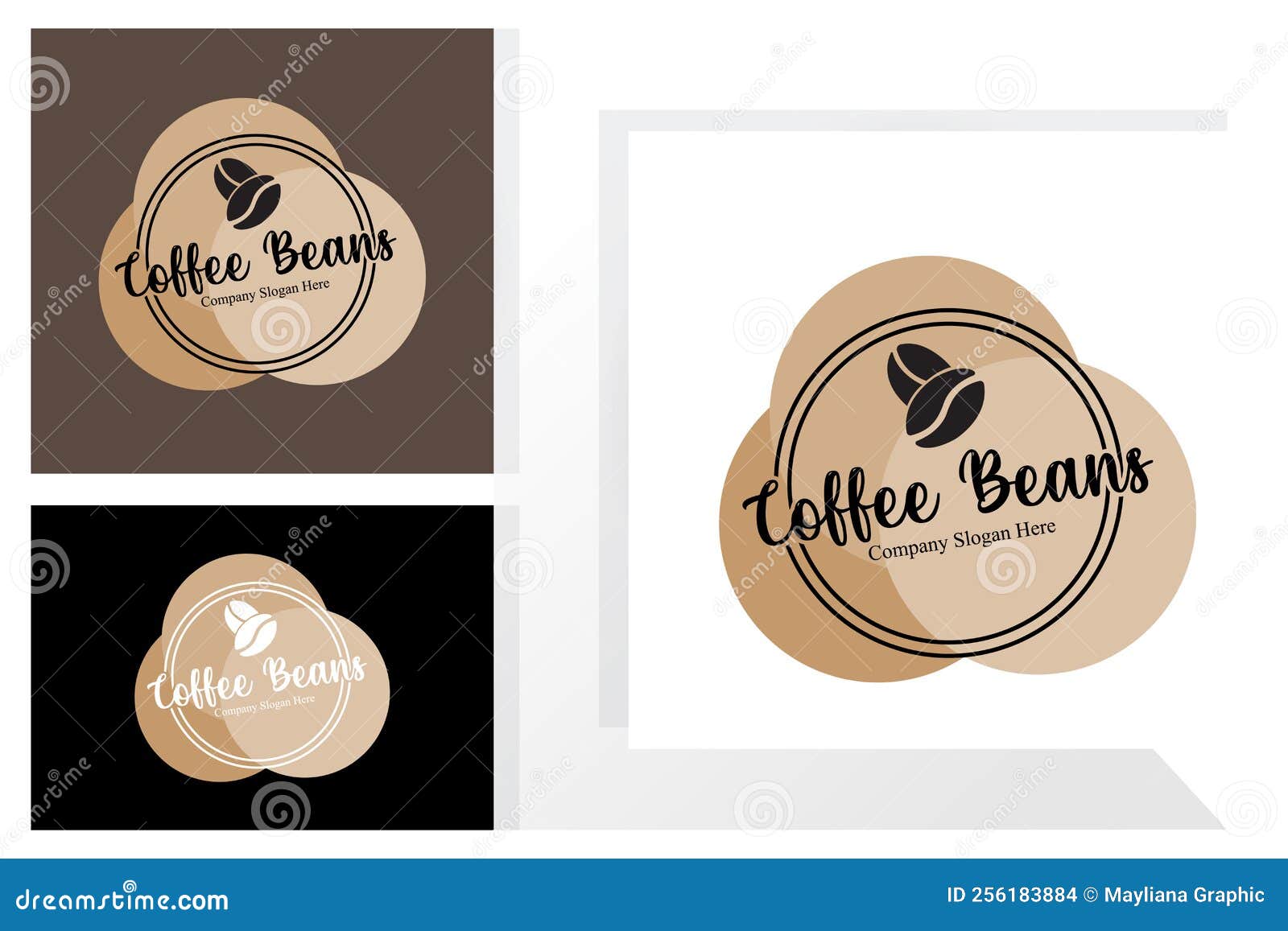 Coffee Bean Drink Logo Design in Brown Color Vector Illustration Stock ...