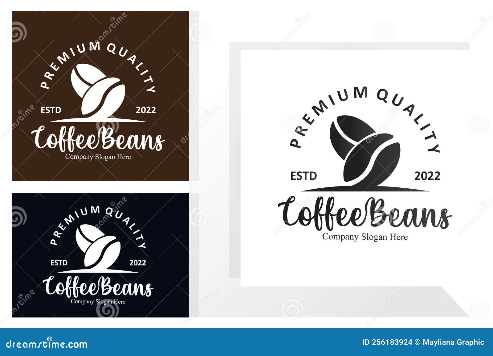 Coffee Bean Drink Logo Design in Brown Color Vector Illustration Stock ...