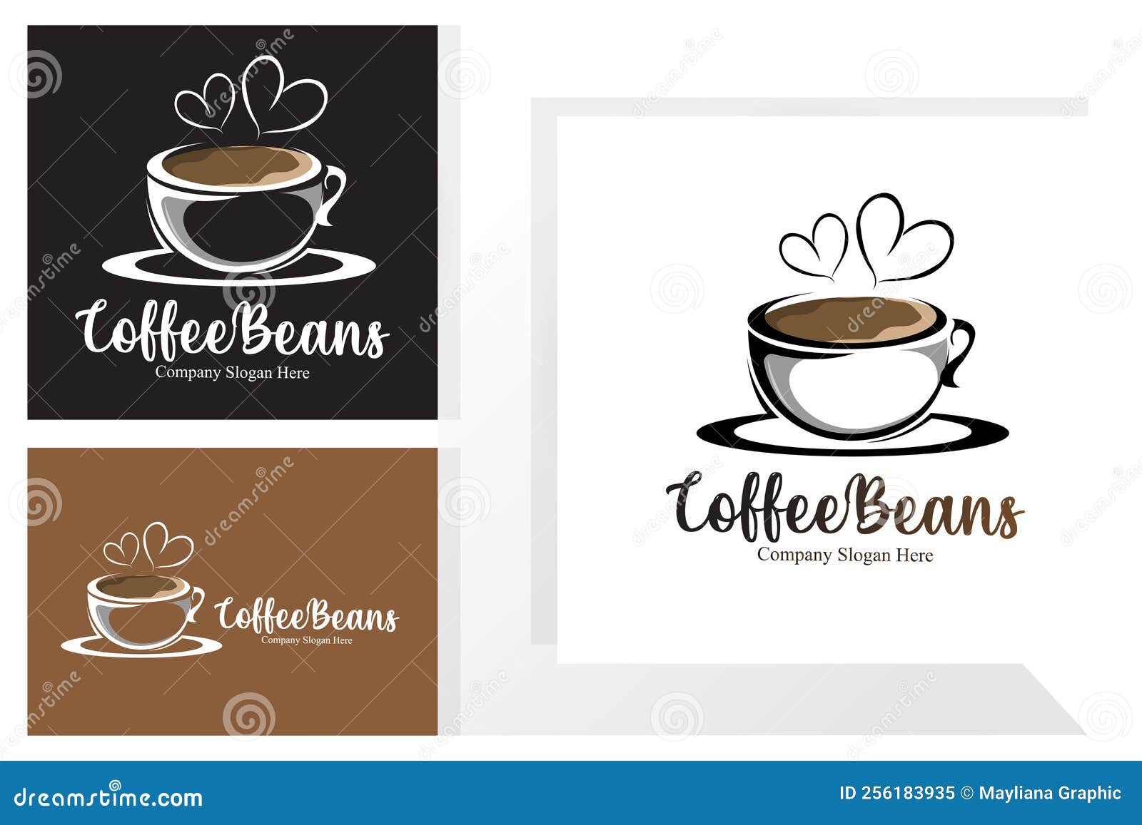 Coffee Bean Drink Logo Design in Brown Color Vector Illustration Stock ...