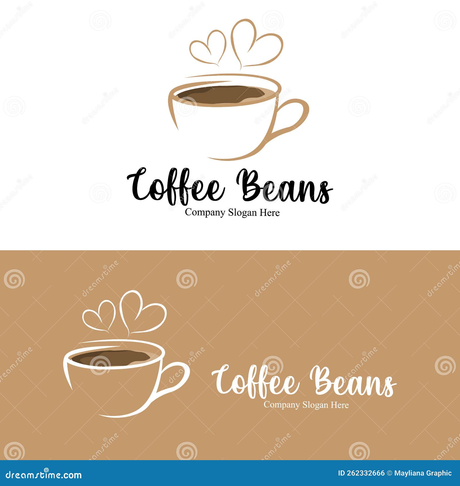 Coffee Bean Drink Logo Design in Brown Color Vector Illustration Stock ...