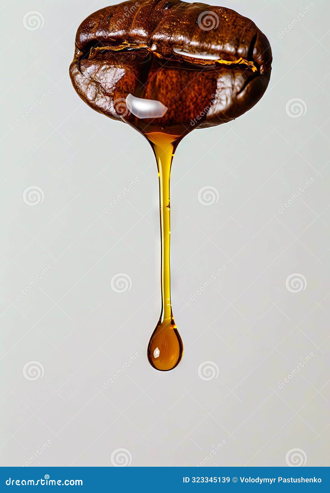 Coffee Bean with a Drop of Coffee Dripping from it Stock Image - Image ...