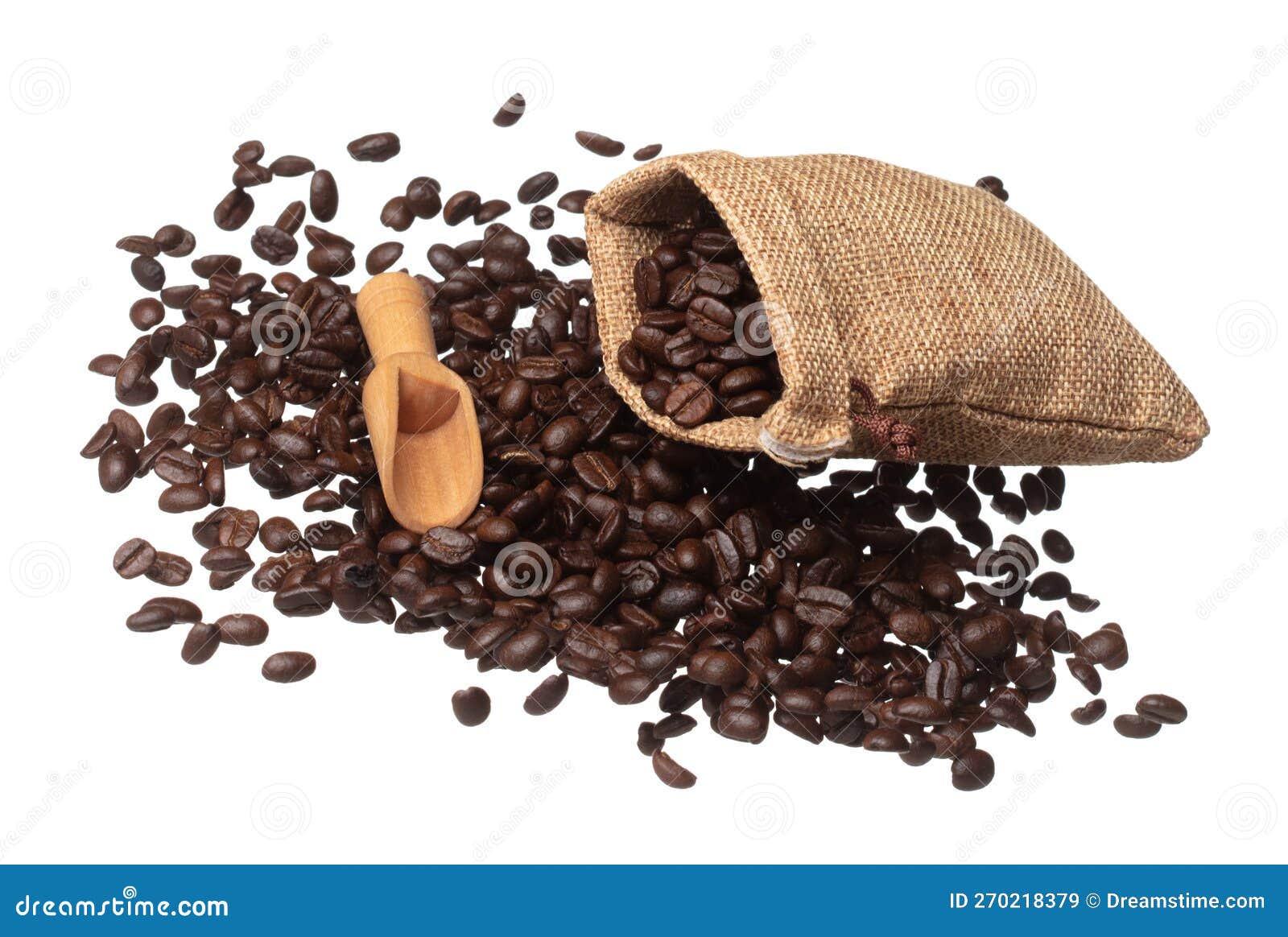 Coffee Bean Fall Down Pour in Sack Bag, Coffee Seeds Float Explode ...