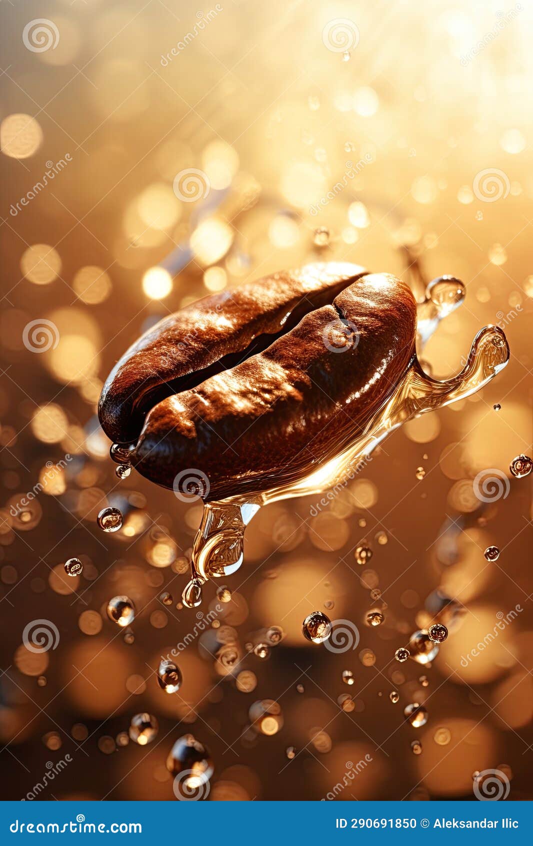 Coffee Bean Falling. Closeup Macro Shot. Generative Ai Stock ...