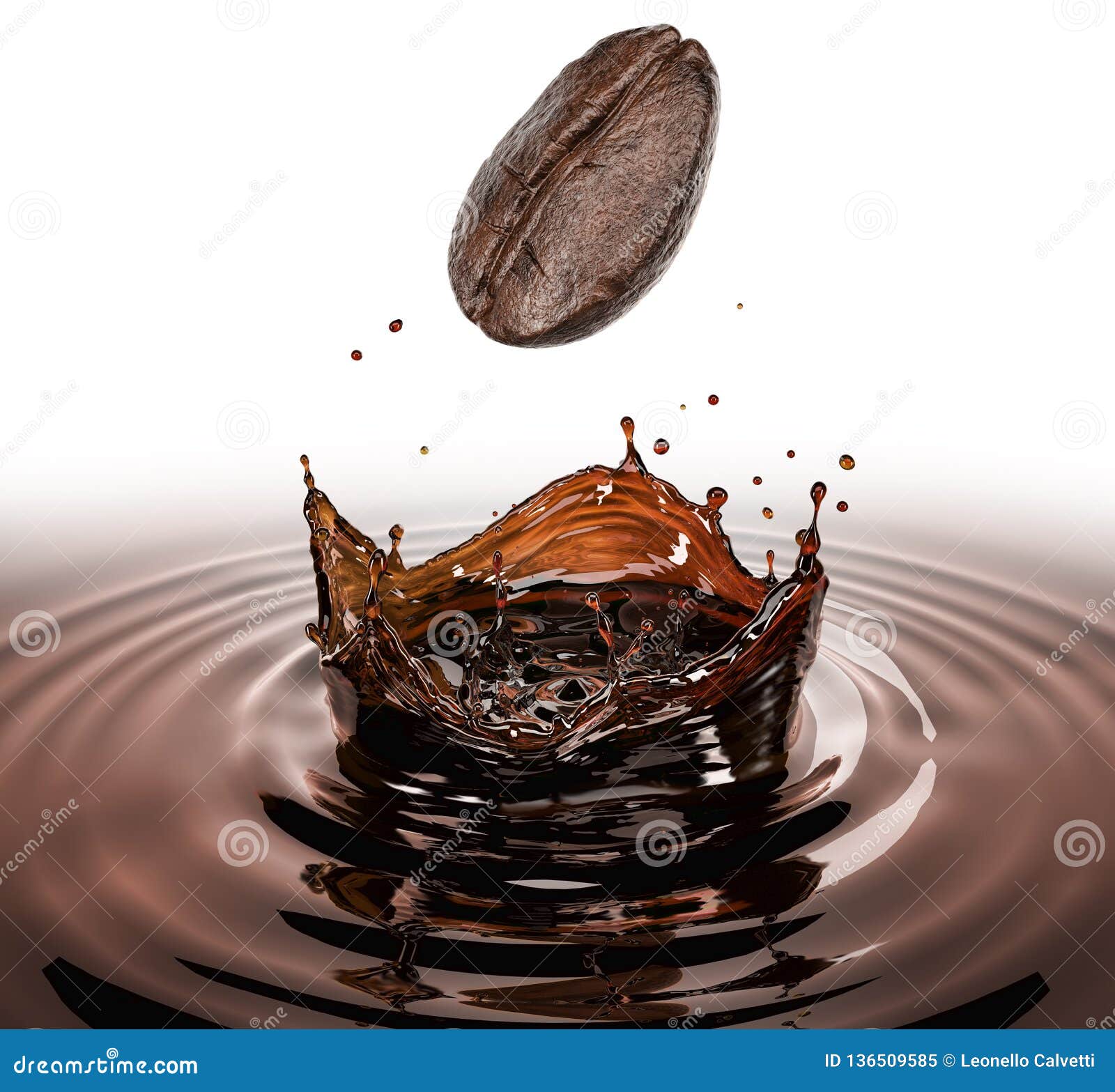 Coffee Bean Falling Splashing in a Pool of Coffee with Crown Splash ... Coffee Bean Falling Splashing in a Pool of Coffee with Crown Splash ...
