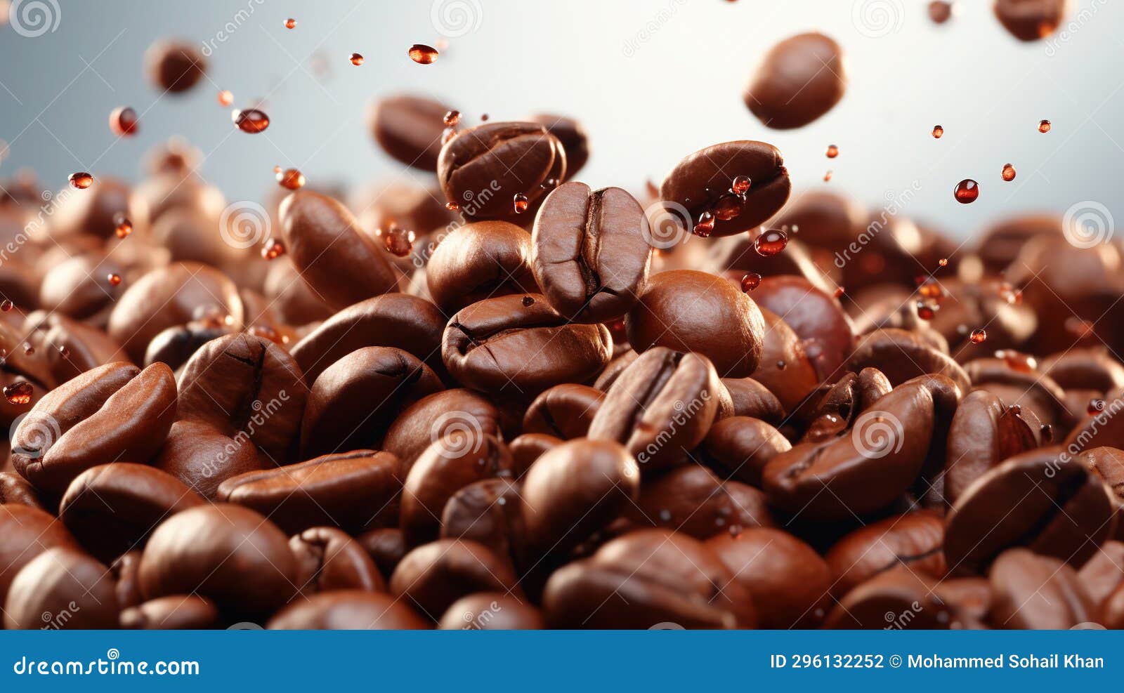 Coffee Bean Falling in the Style of Clever Juxtaposition on Blurry ...