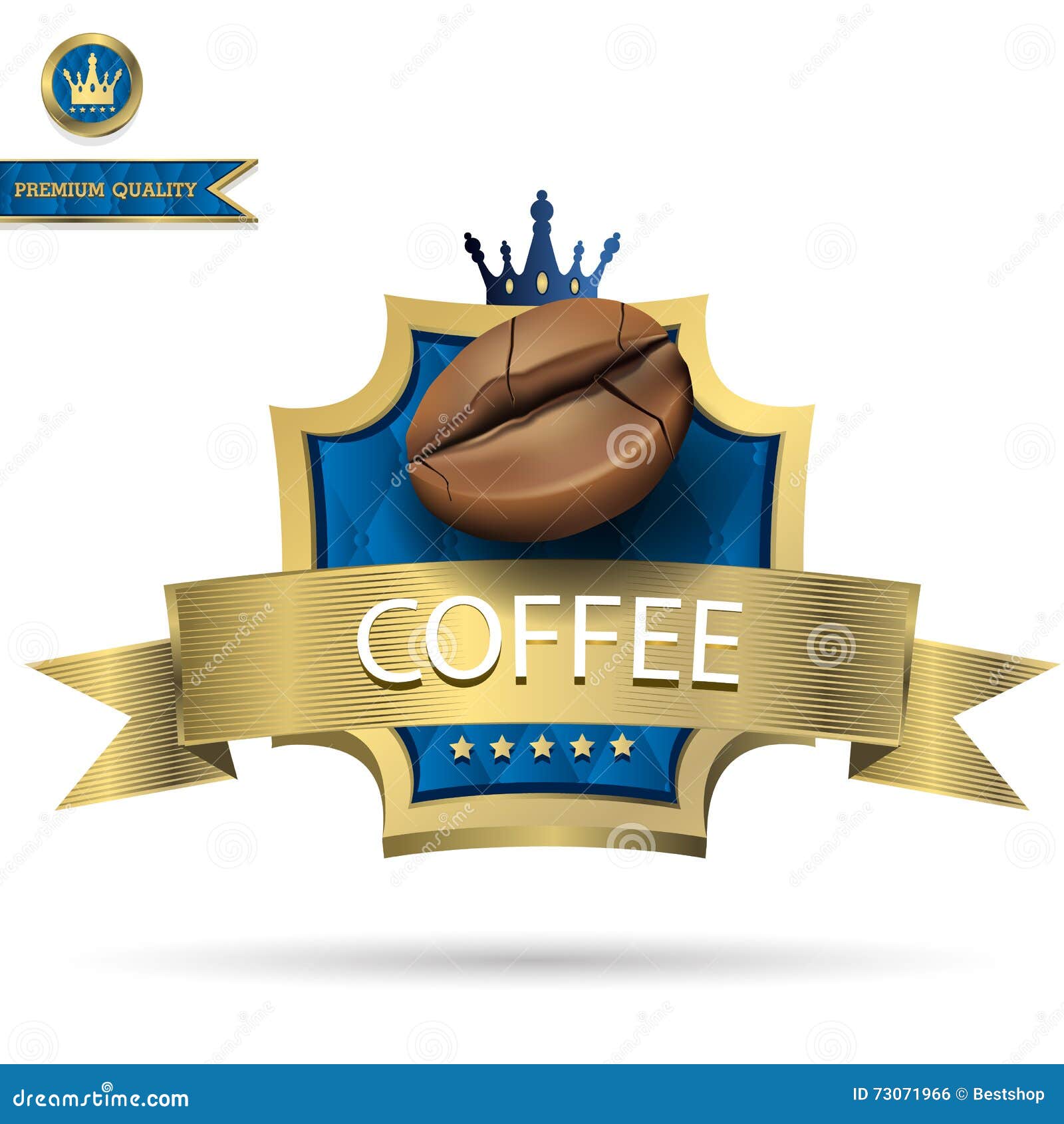 Coffee Bean on Gold Color Label with Background Stock Vector ...