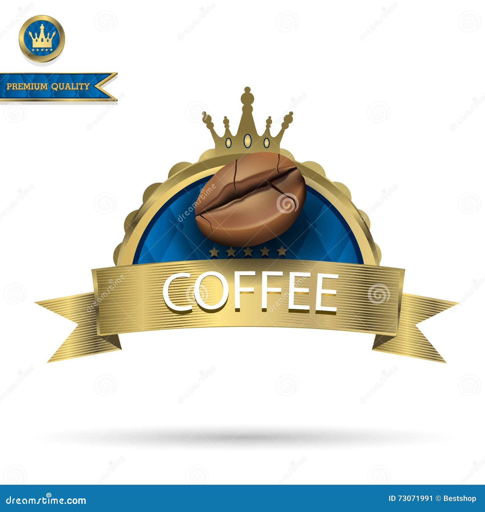 Coffee Bean on Gold Color Label with Background Stock Vector ...