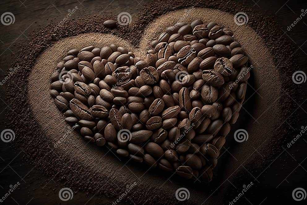Coffee bean in heart shape stock illustration. Illustration of symbol ...