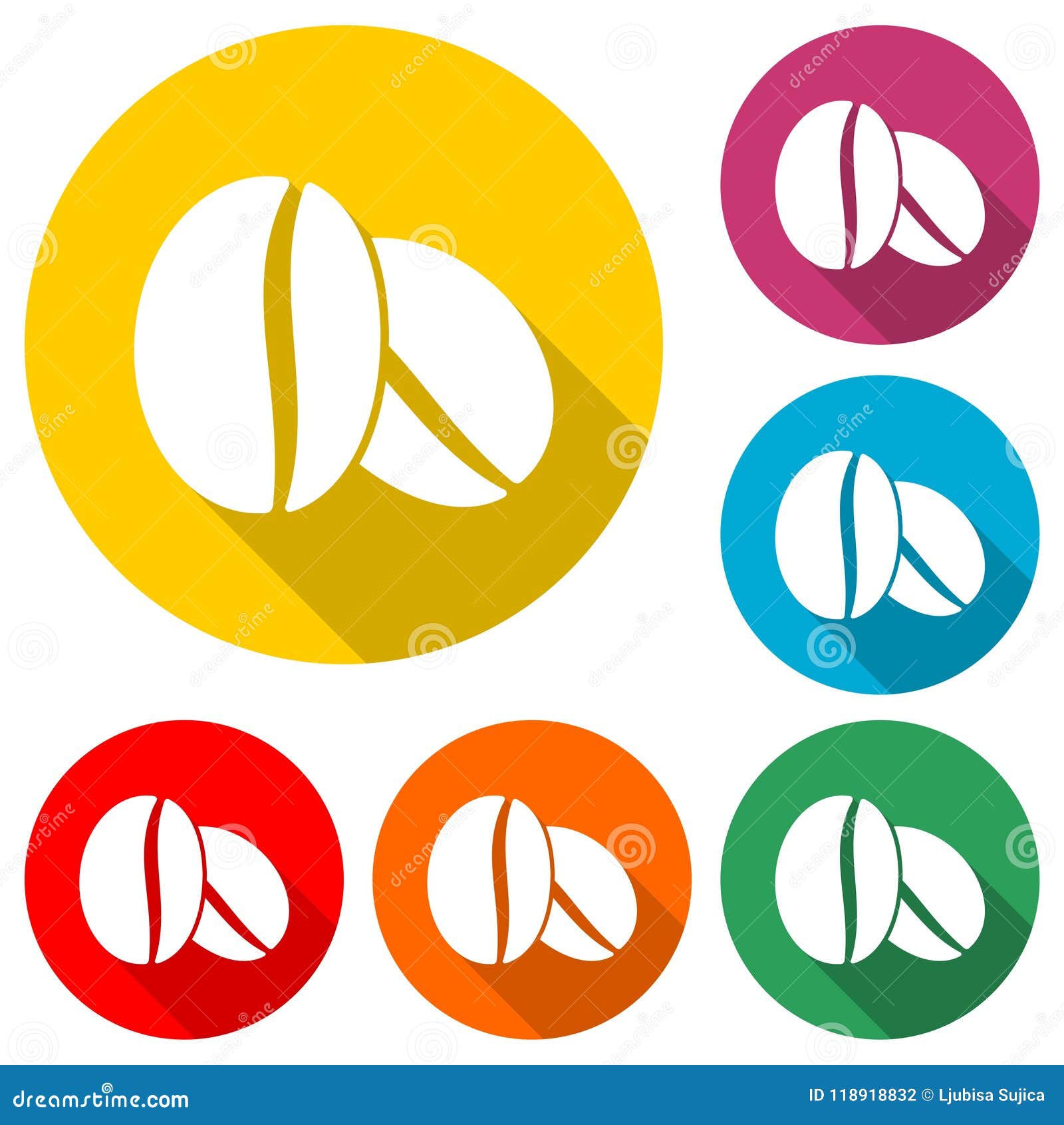 Coffee Bean Icon, Color Icon with Long Shadow Stock Vector ...