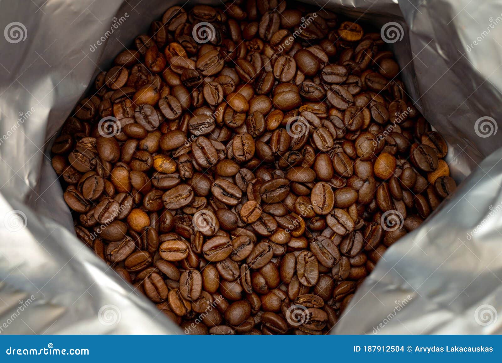 Coffee Bean Inside Bag Top View Stock Photo - Image of fresh, backdrop ...
