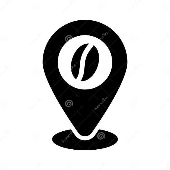 Coffee Bean Inside Map Pointer Denoting Icon of Coffee Shop Location ...