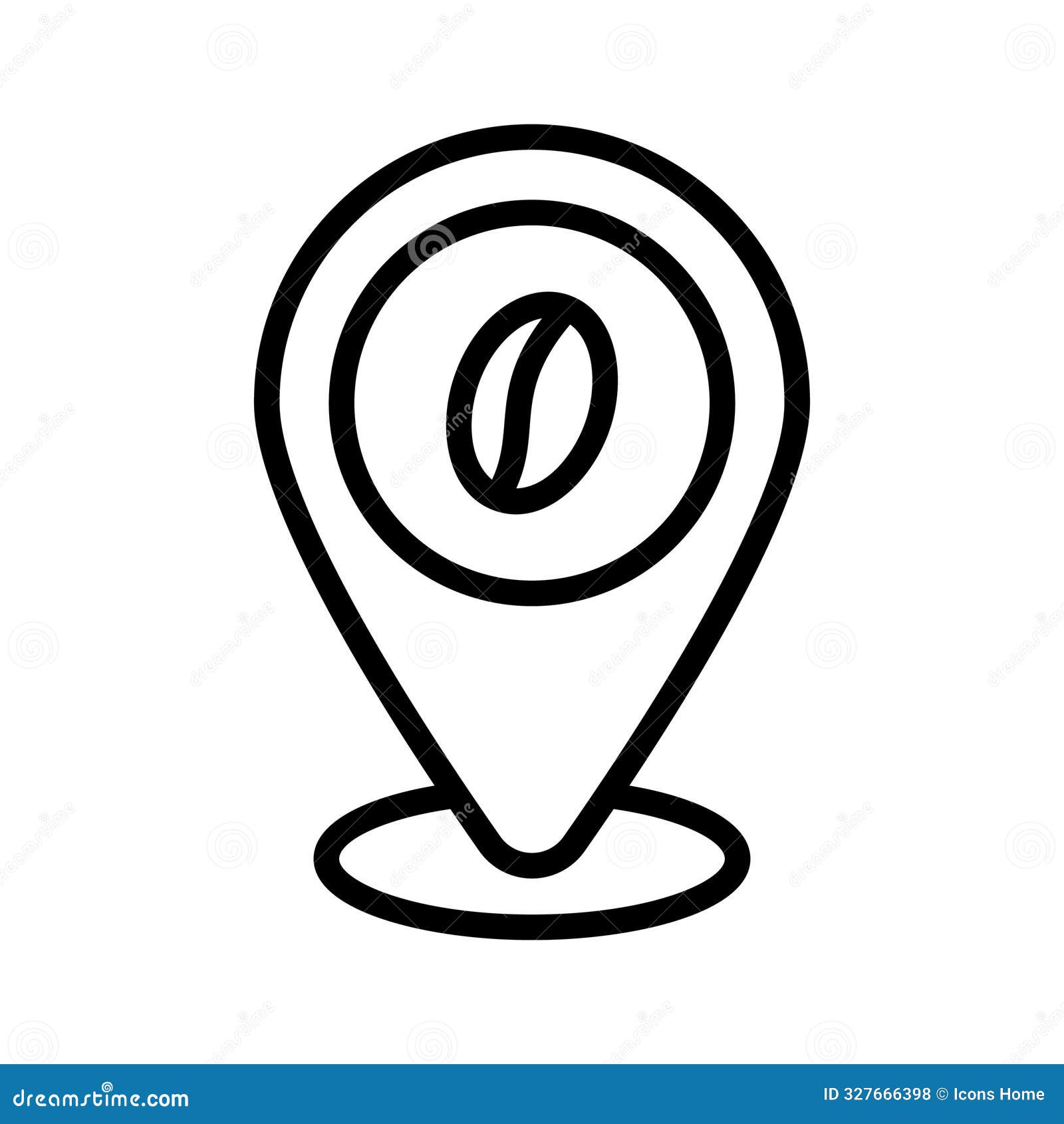 Coffee Bean Inside Map Pointer Denoting Icon of Coffee Shop Location ...