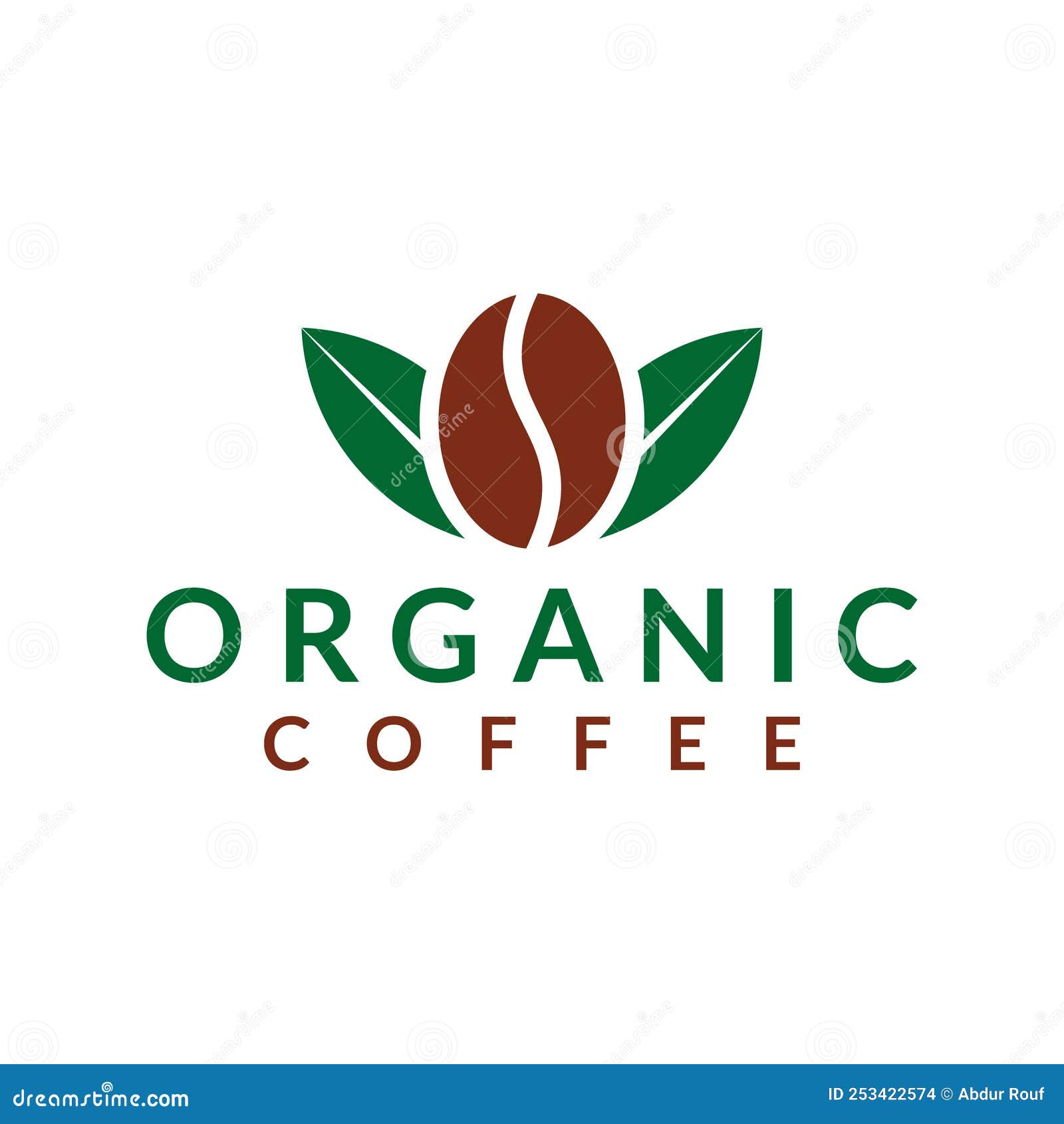 Coffee Bean with Leaf. Organic Coffee Logo Design Stock Illustration ...