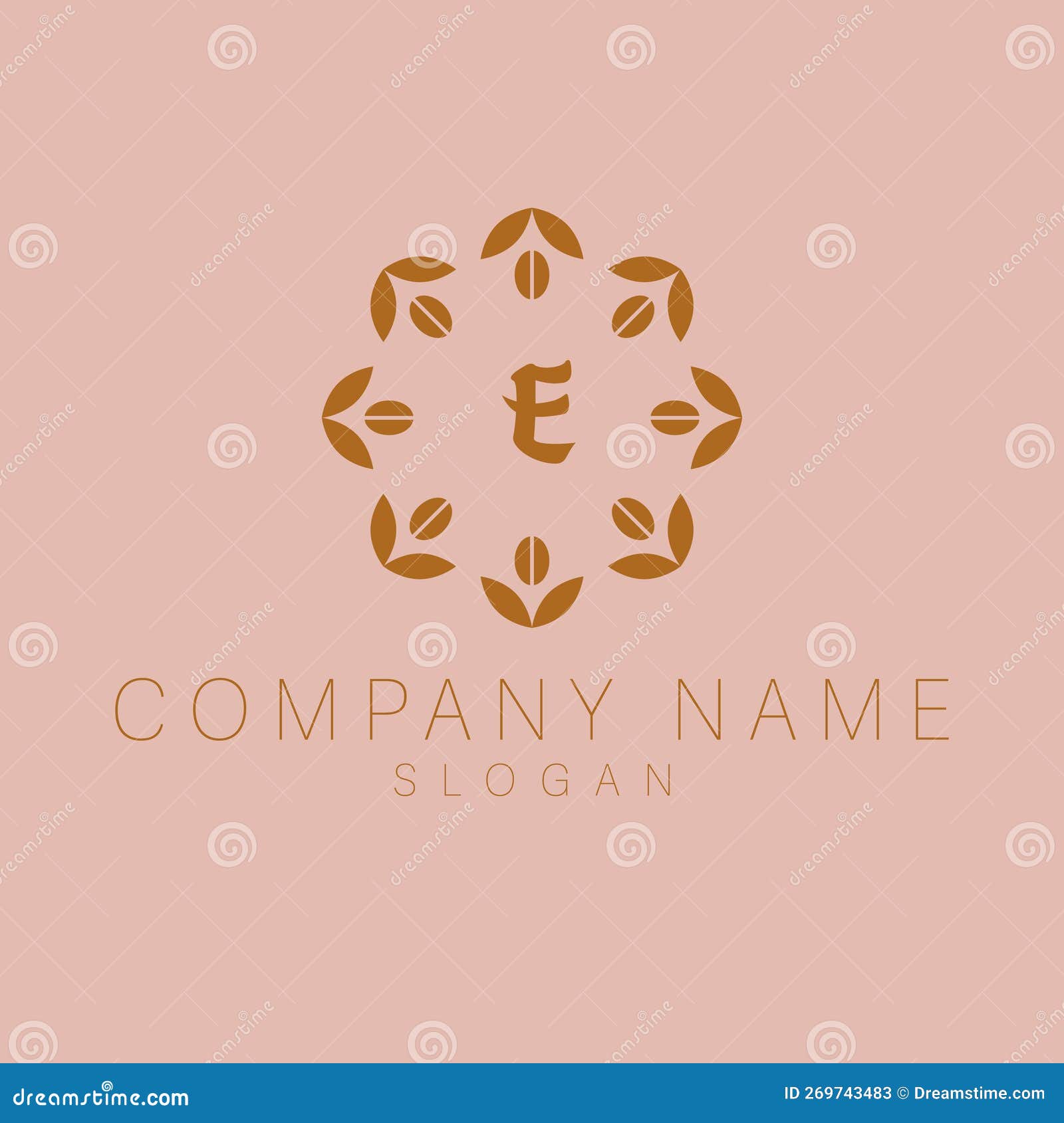Coffee Bean and Leaves Luxury Logo Template. Flat Logo Design for Cafe ...