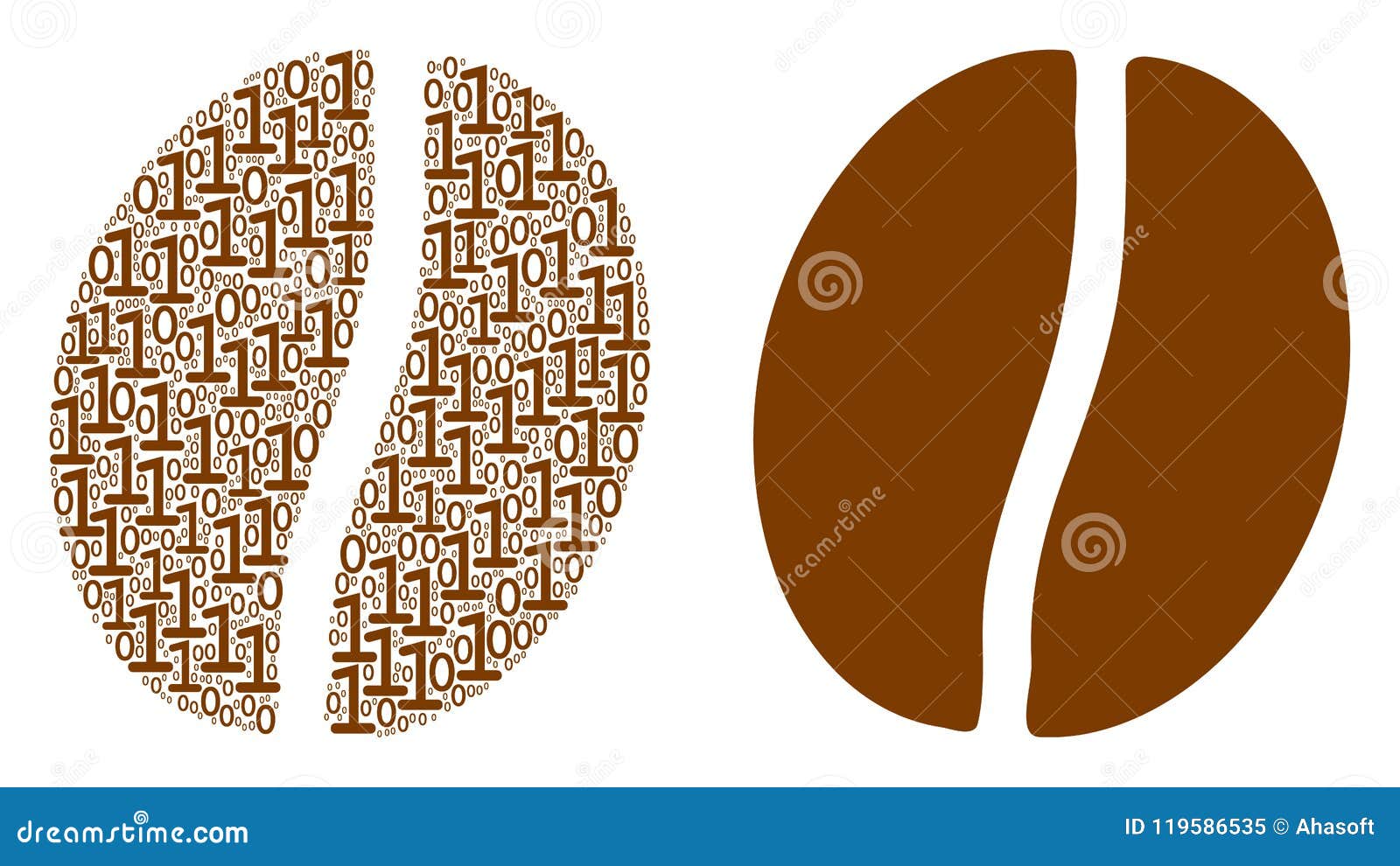 Coffee Bean Composition of Binary Digits Stock Vector - Illustration of ...