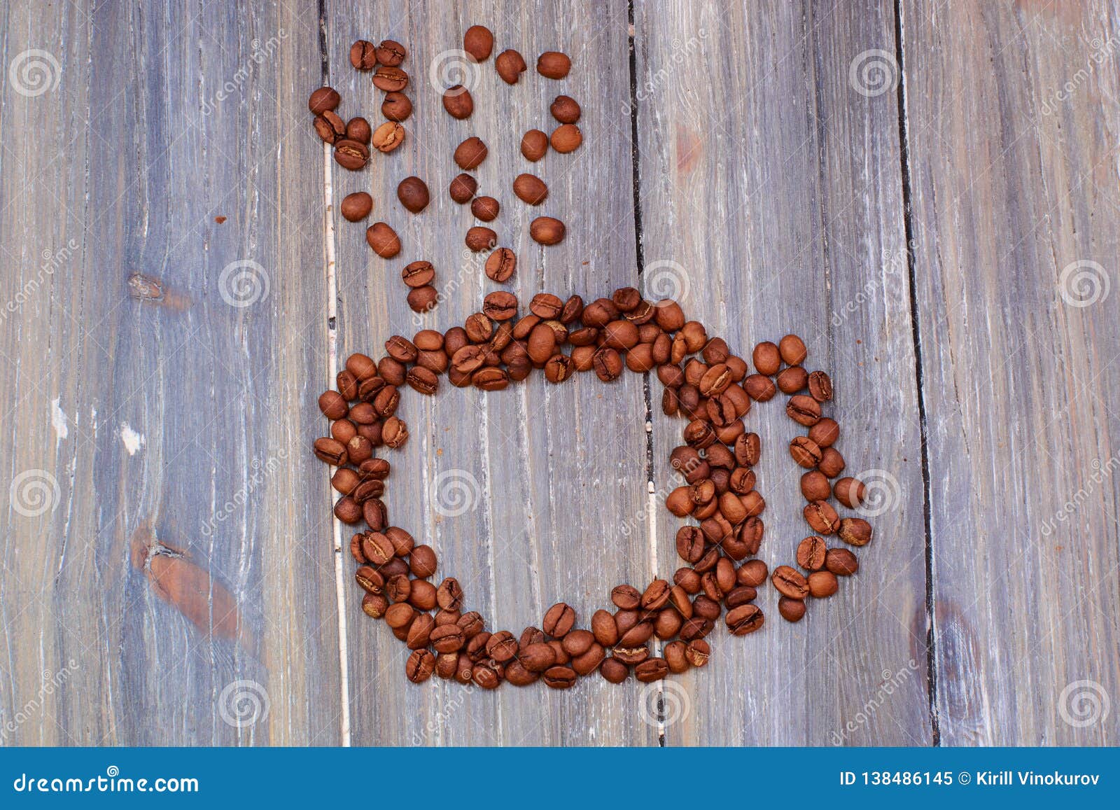 Coffee Bean Mug Close-up Top View on Stock Image - Image of beverage ...