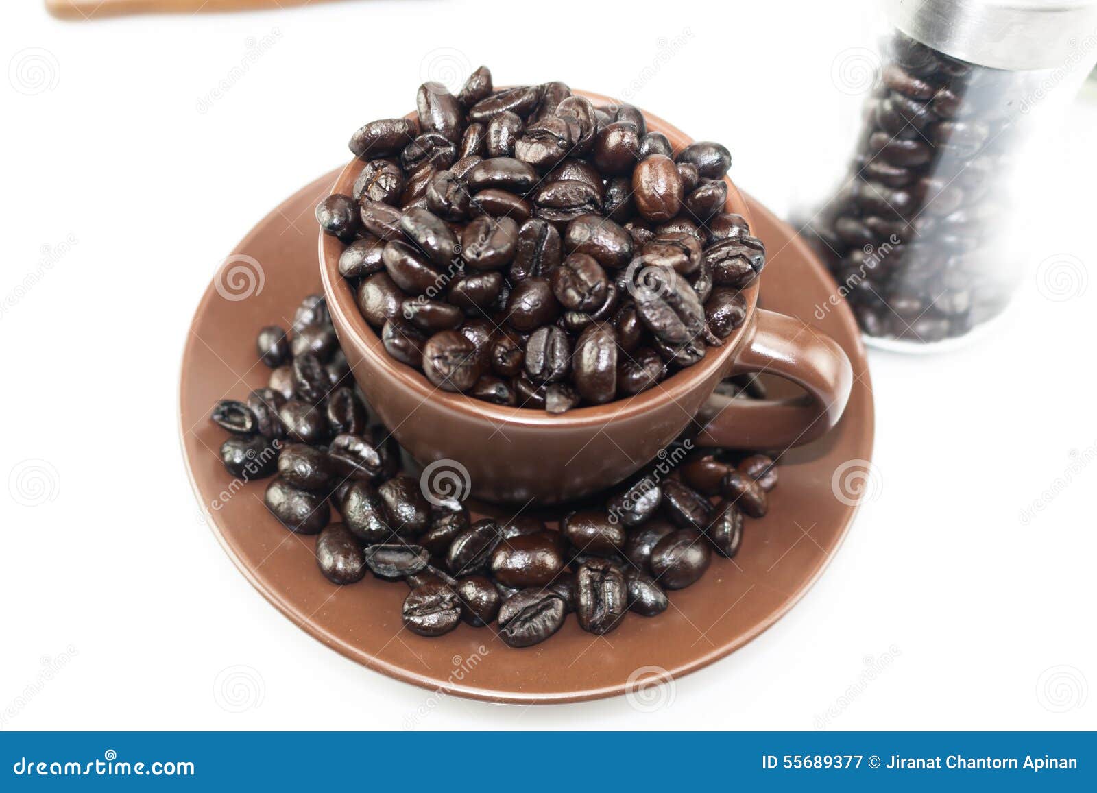 Coffee Bean Overflow in Coffee Cup Stock Image - Image of isolated ...
