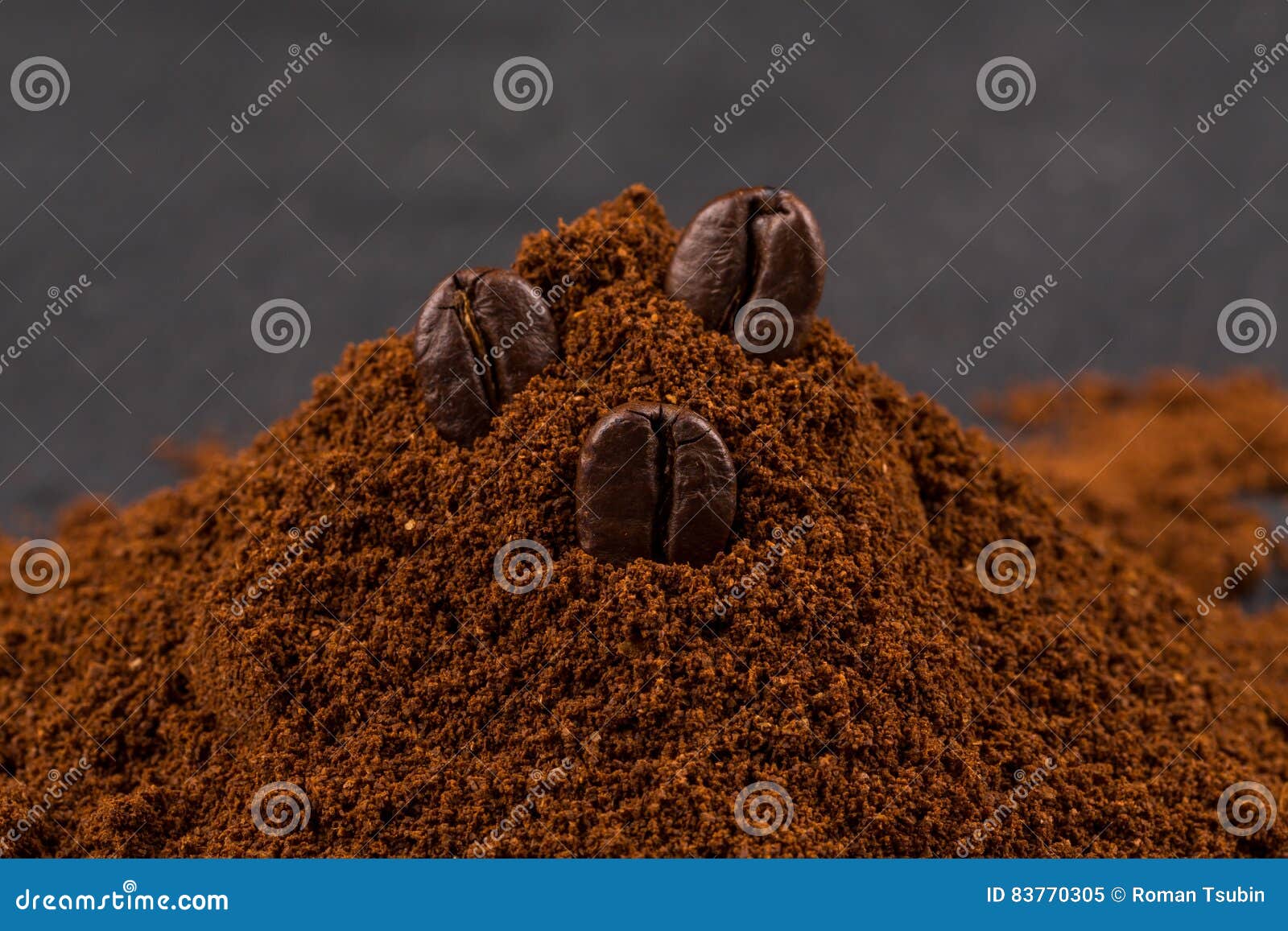 Coffee Bean on Powder Closeup Stock Image - Image of heap, roasted ...