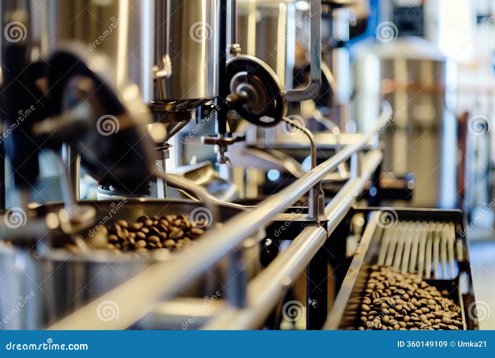 Coffee Bean Processing and Roasting in Industrial Machine for Quality Production Stock ...