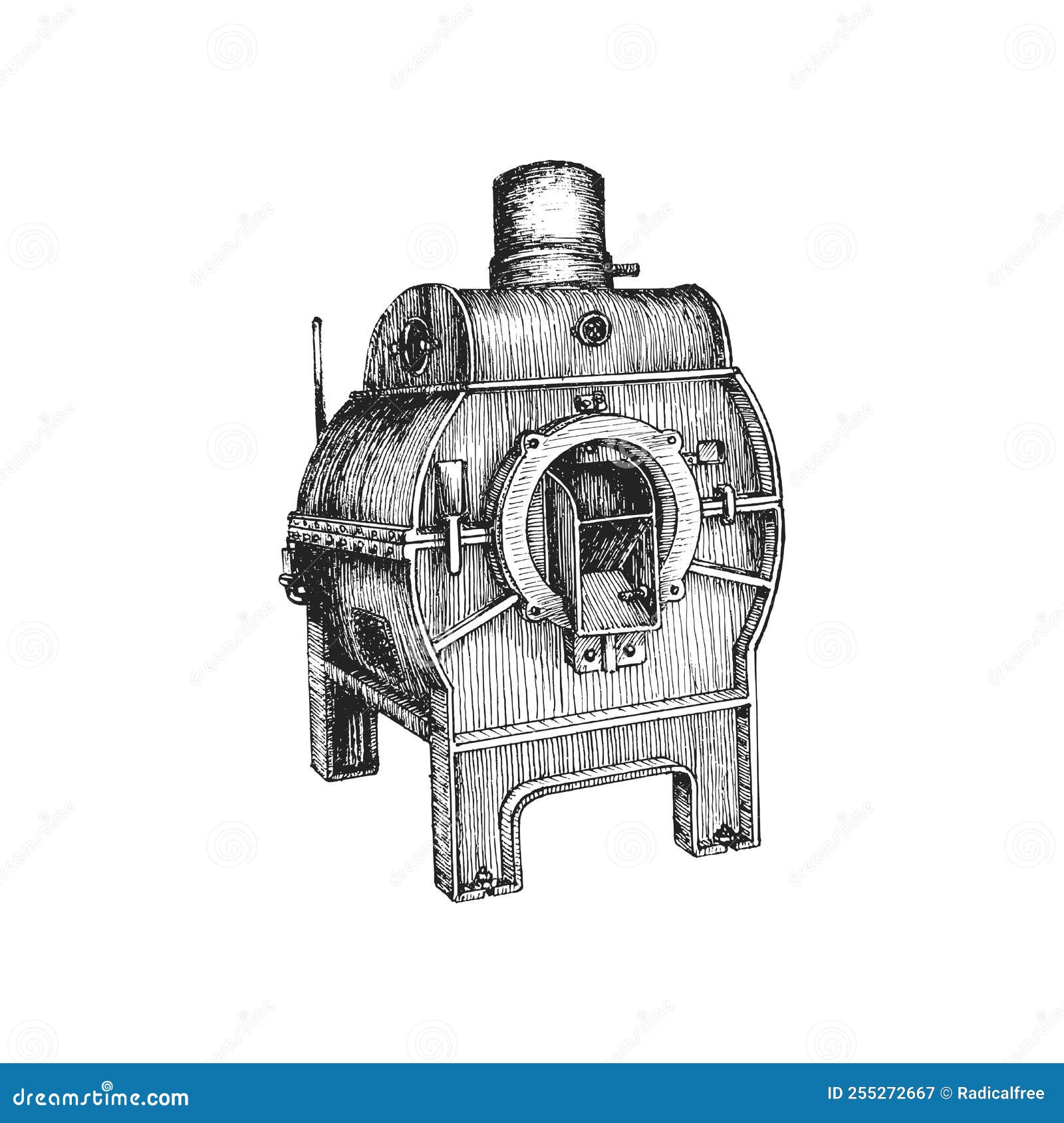 Coffee Bean Roaster Machine, Drawing in Vector. Stock Vector ...