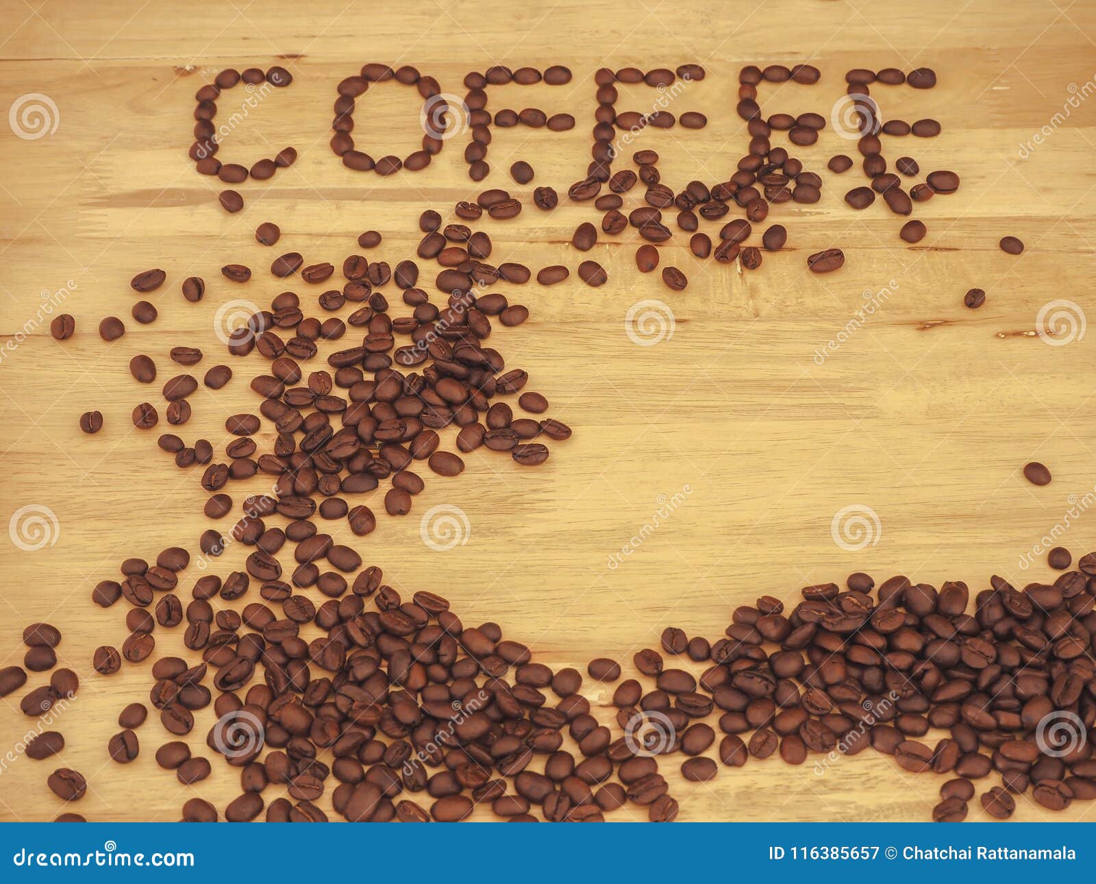 Coffee Bean on Slat Wood and Write Coffee Stock Image - Image of ...