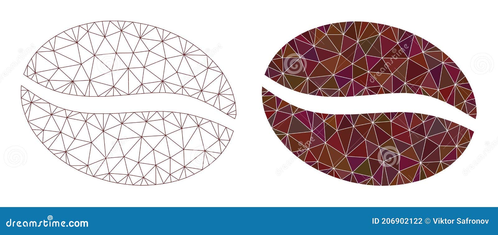 Coffee Bean Triangle and Mesh Icon Stock Illustration - Illustration of ...