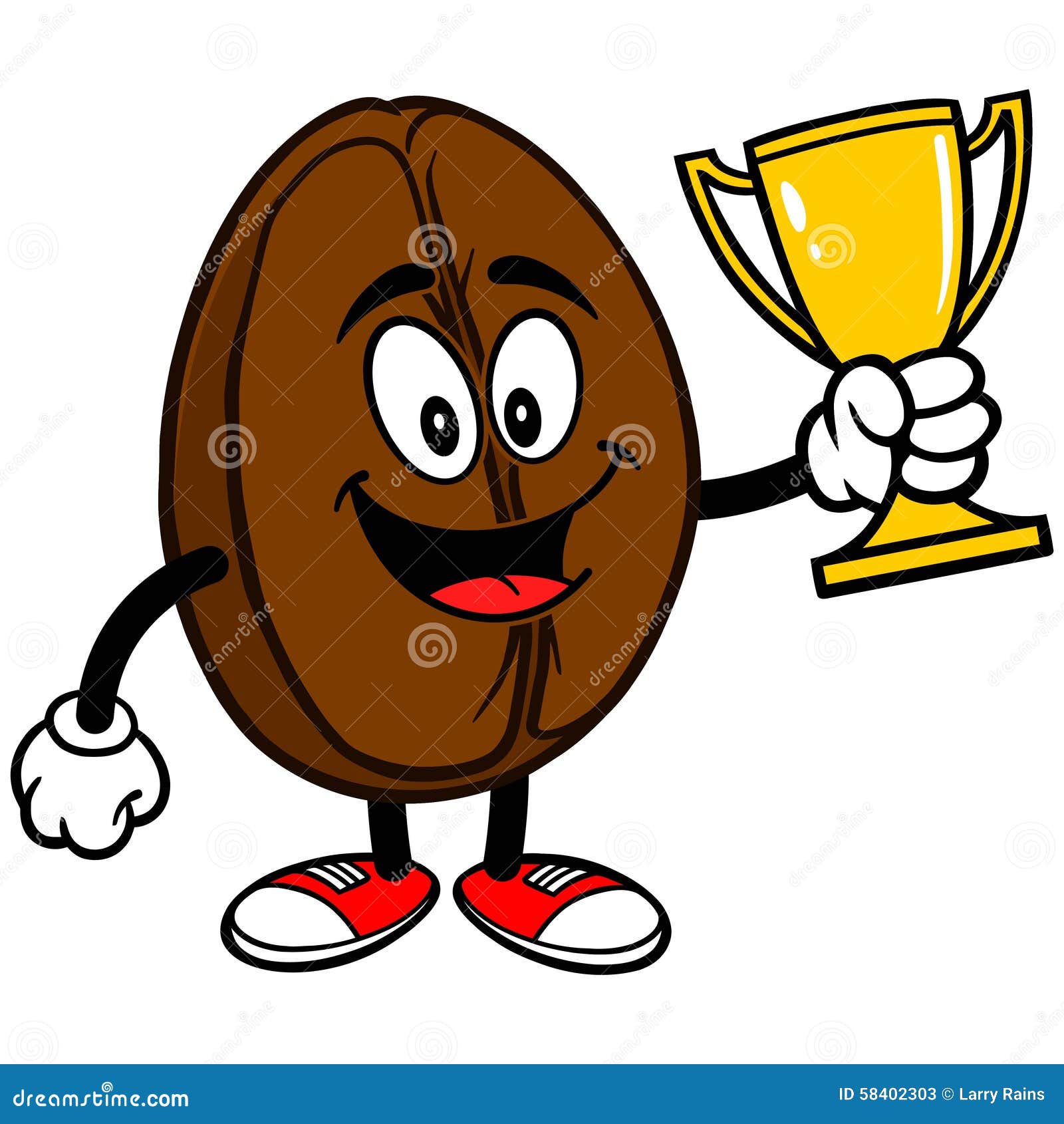 Coffee Bean With Trophy Cartoon Vector | CartoonDealer.com #58402303