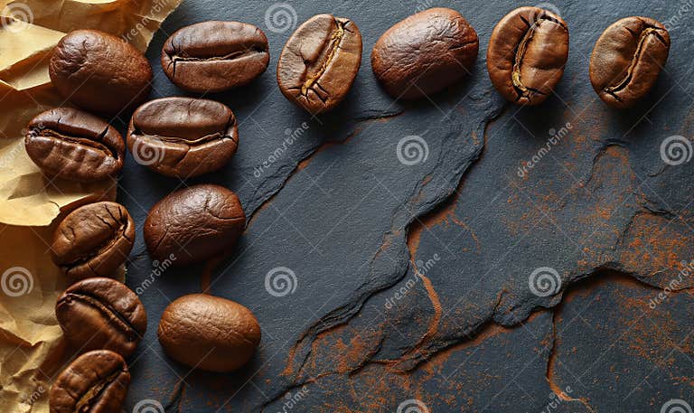 Coffee Beans on an Abstract Background with Space for Text. Stock Image ...