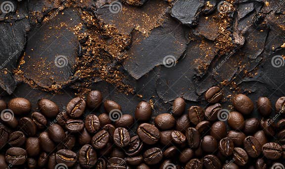 Coffee Beans on an Abstract Background with Space for Text. Stock Photo ...