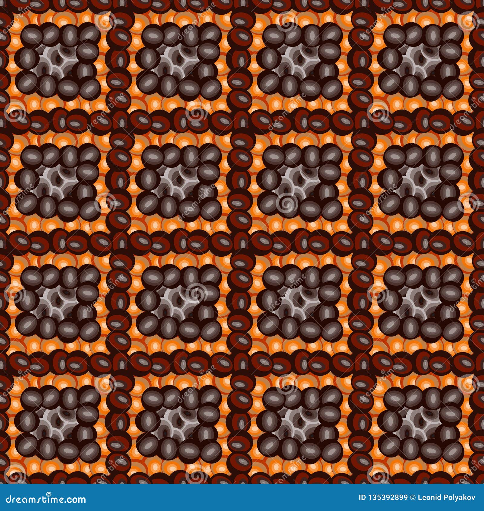 Coffee Beans Abstract Seamless Pattern Stock Illustration ...