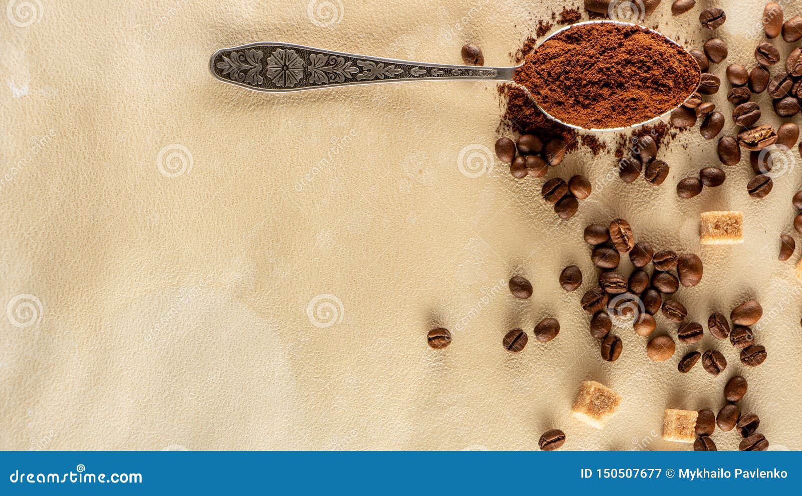 Coffee Beans Background of Old Wrinkled Parchment Paper Stock Image ...