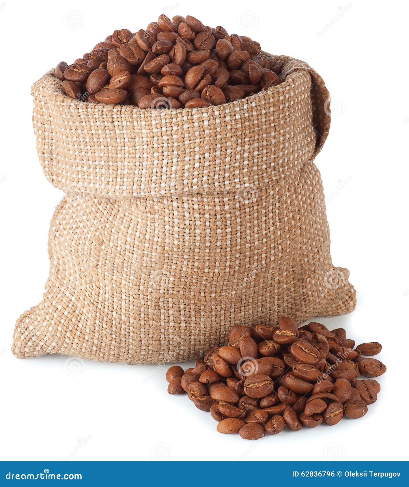 Coffee Beans In Bag Isolate Stock Photo - Image of isolated, white ...