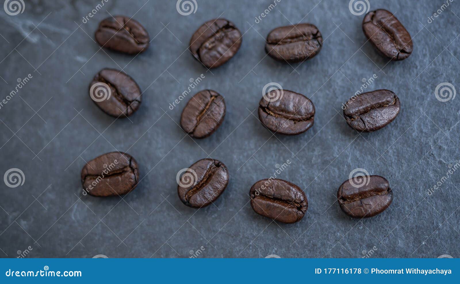 Coffee Beans on Black Stone Table Stock Photo - Image of drink, retro ...