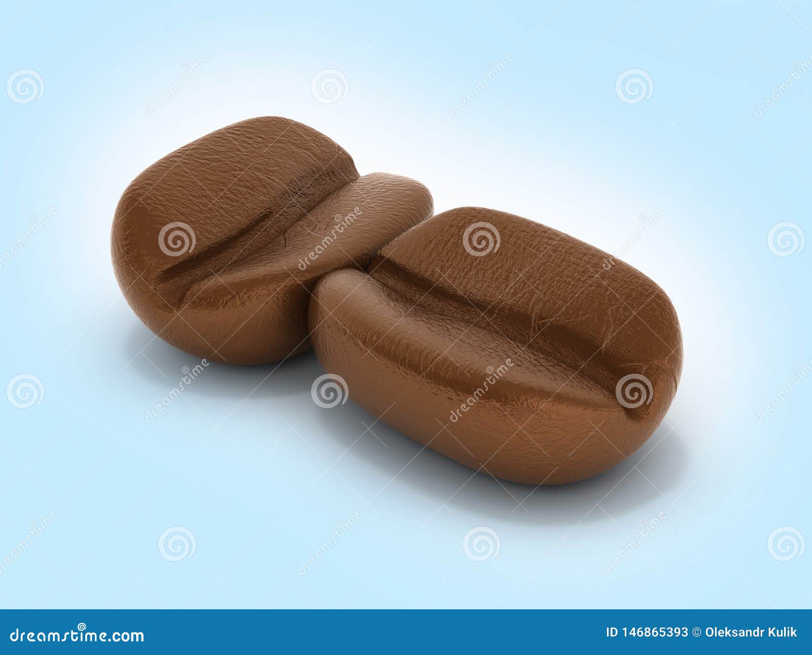 Coffee Beans on Blue Gradient Background 3d Stock Illustration ...