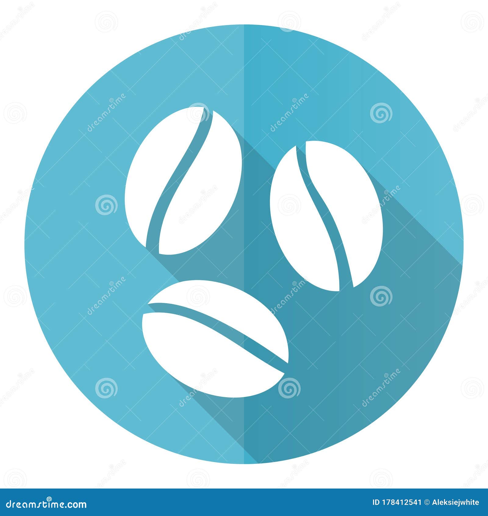 Coffee Beans Blue Round Flat Design Vector Icon Isolated on White ...