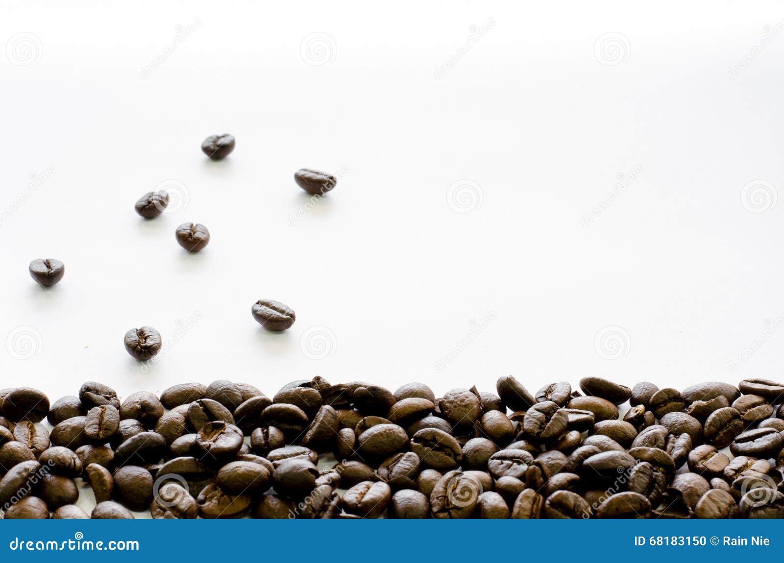 Coffee Beans on Bottom of White Background, Coffee, Aroma Stock Photo ...
