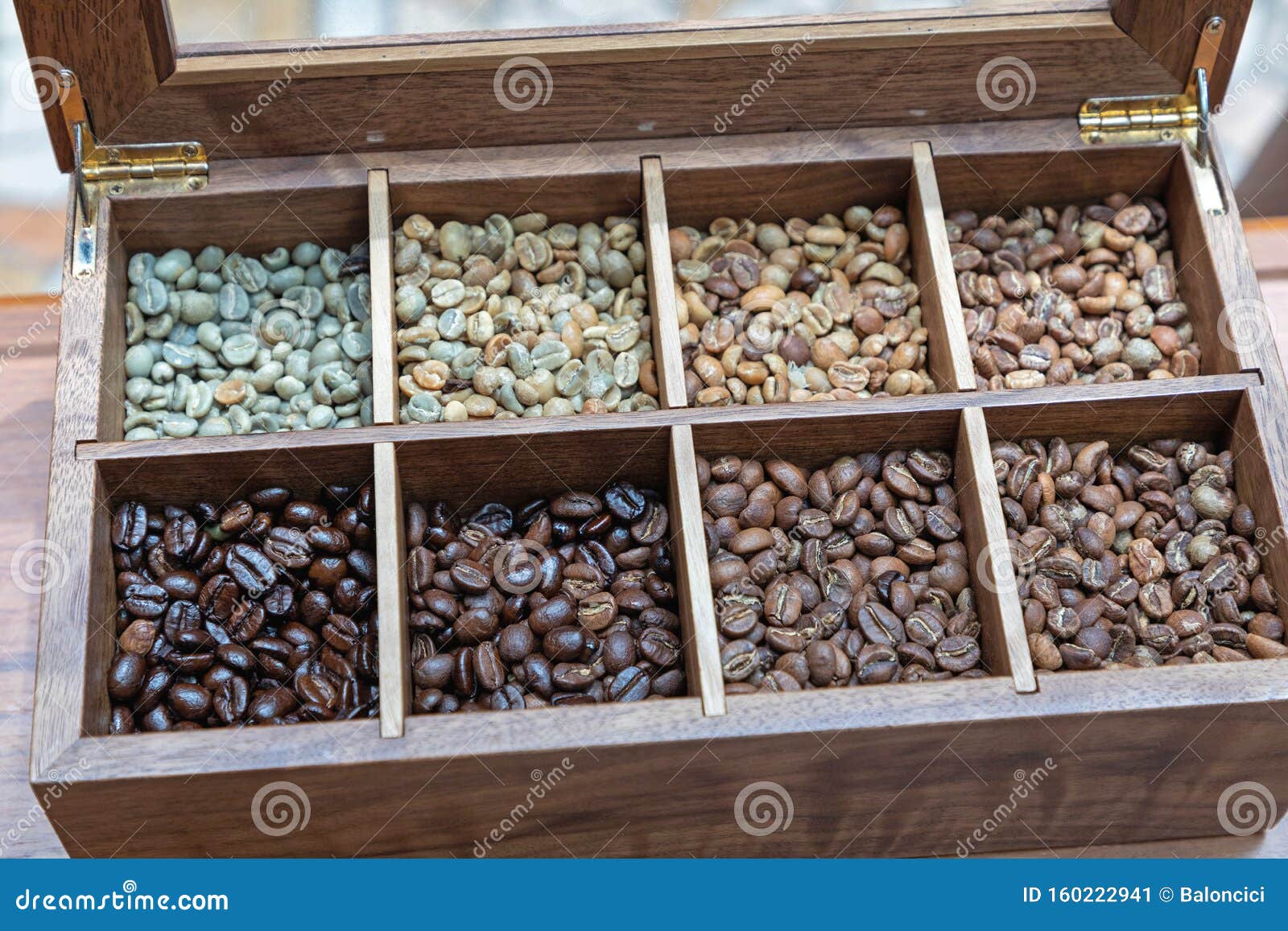 Coffee Beans Box Tray stock image. Image of variety - 160222941