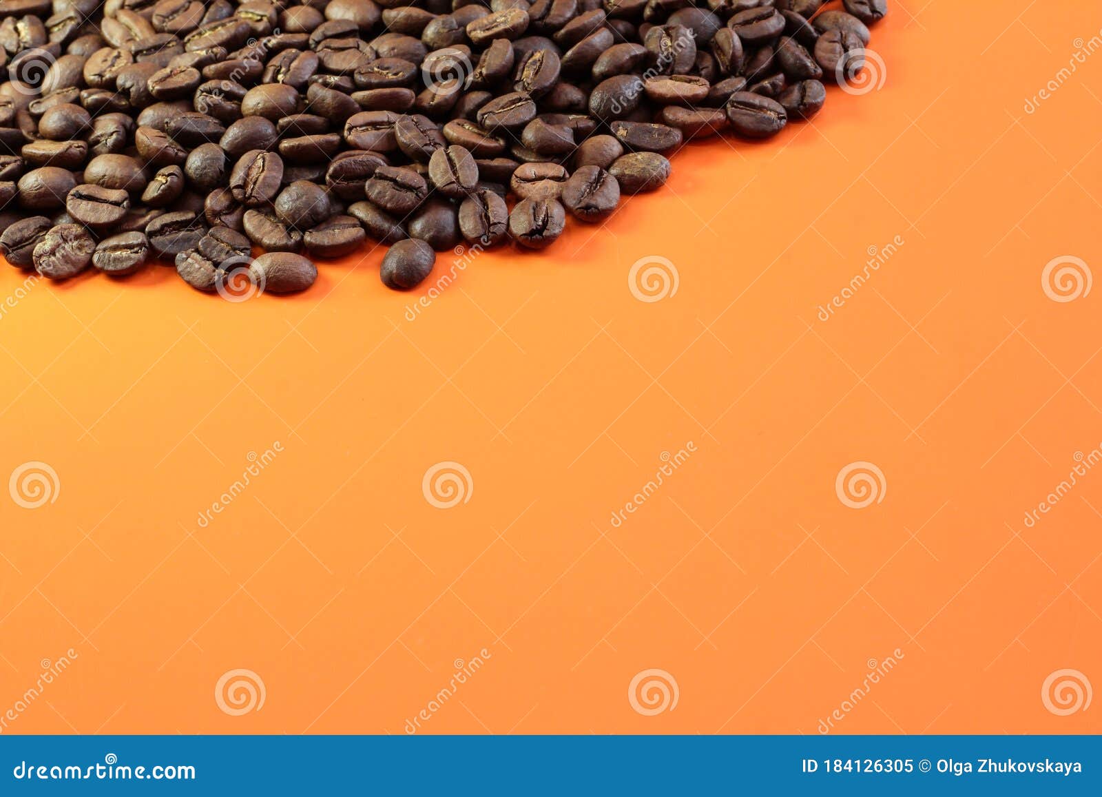 Coffee Beans on a Bright Background. Coffee Granules on an Orange Table ...