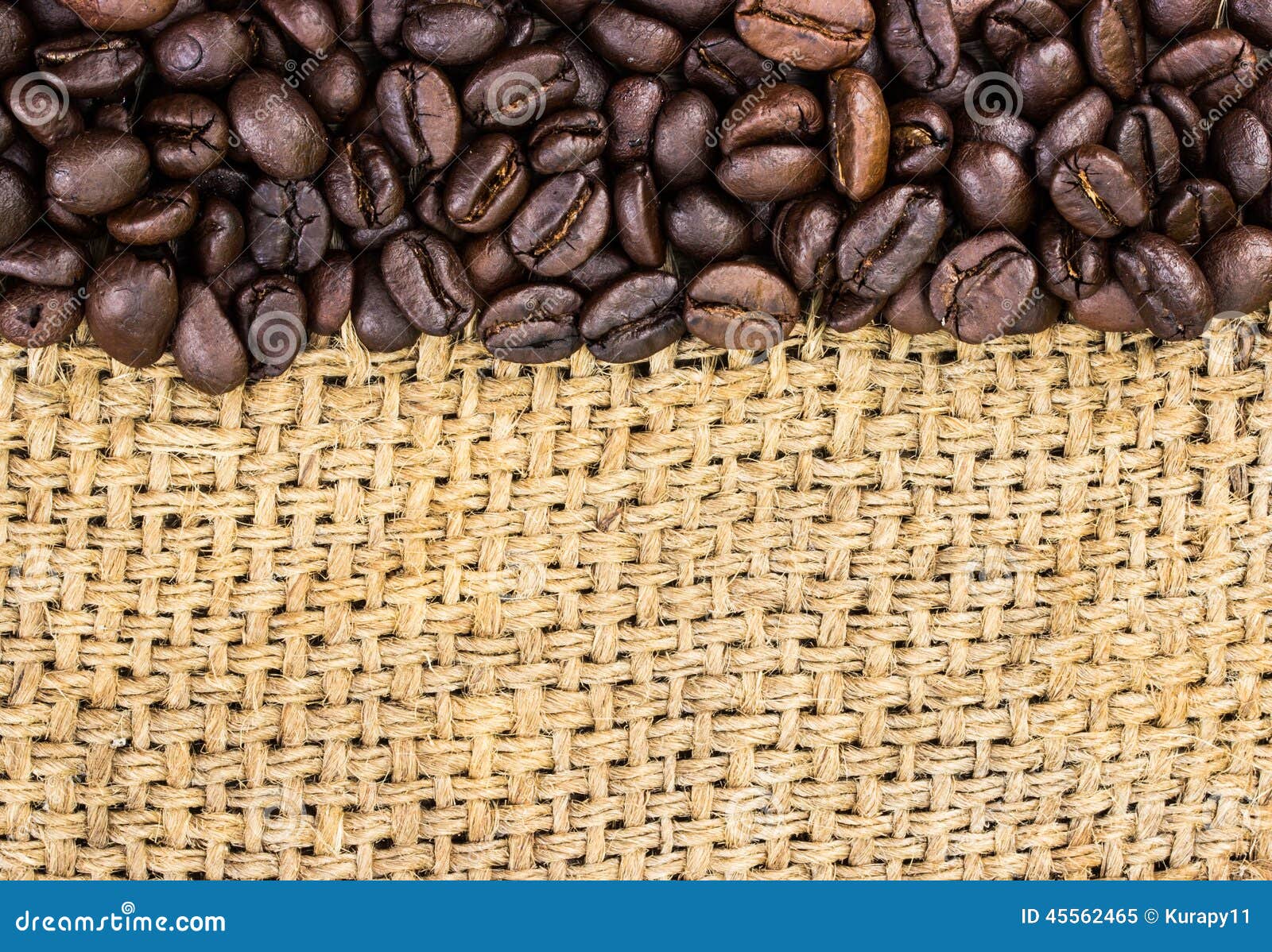 Coffee beans on burlap stock image. Image of detailed - 45562465