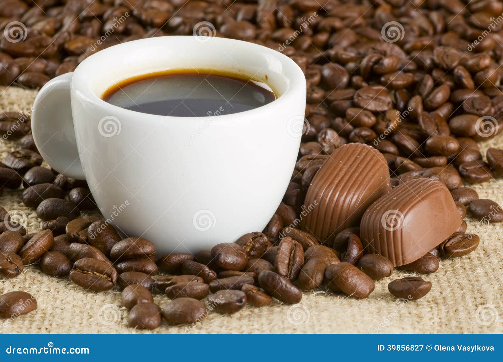 Coffee Beans and Cap of Coffee Stock Image - Image of candy, dark: 39856827