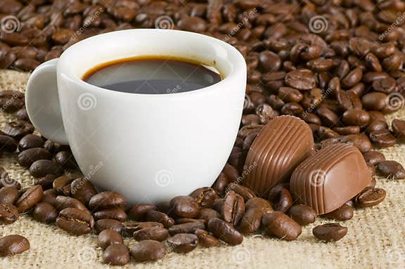 Coffee Beans and Cap of Coffee Stock Image - Image of candy, dark: 39856827