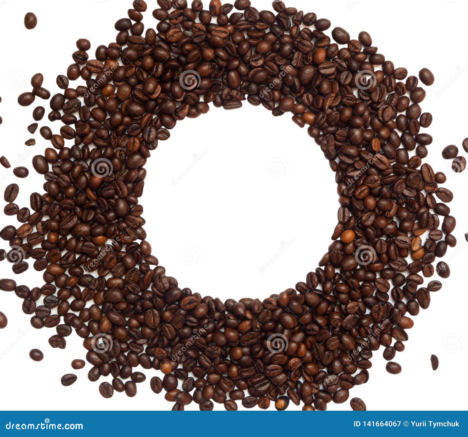Coffee Beans Circle Shape Isolated on White. View from Above. Copy ...